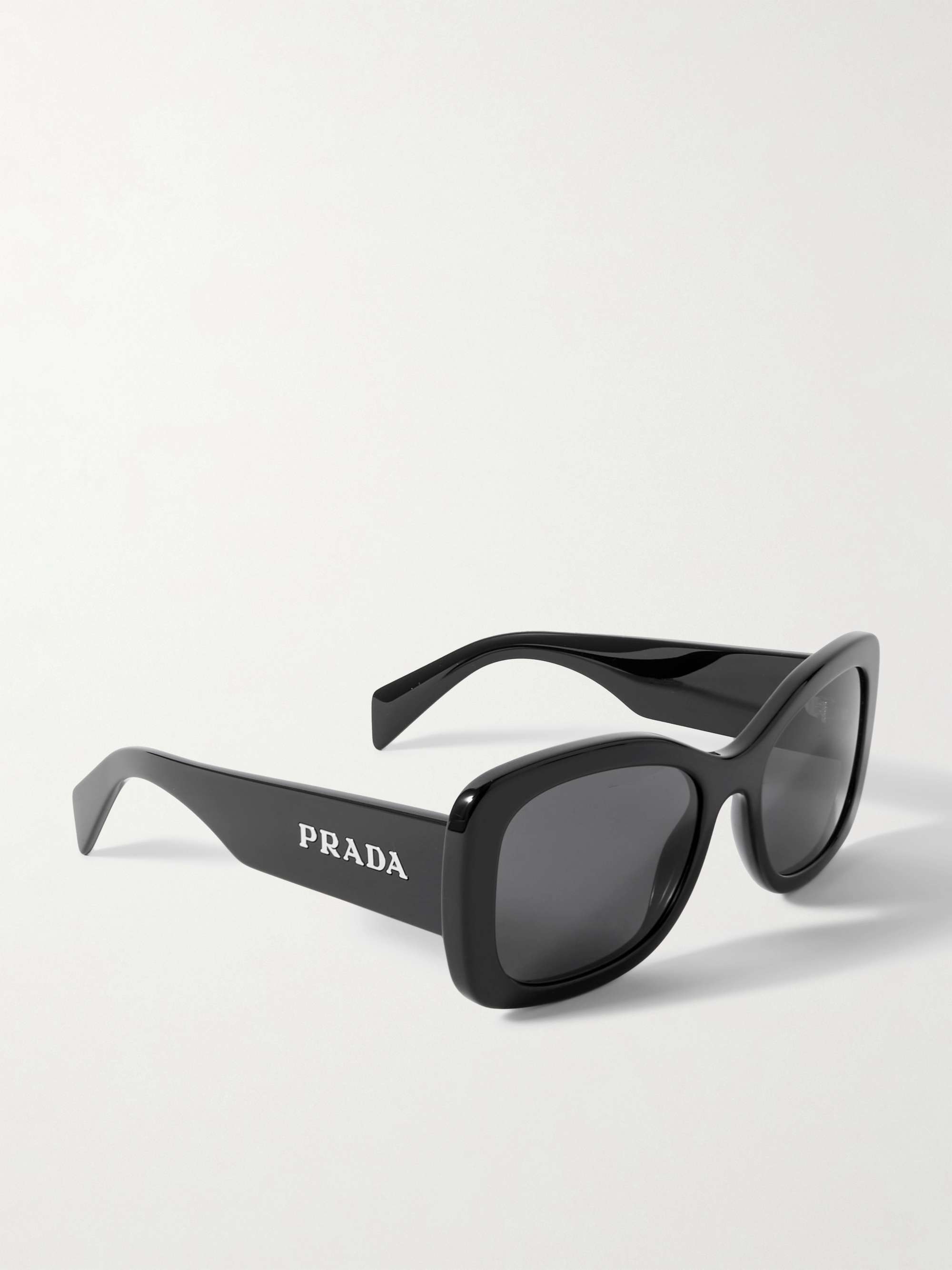 Prada Women’s SPR 03N Oversized Sunglasses Black Prada Oversized Logo Acetate & Plastic Oval Sunglasses  main image 3