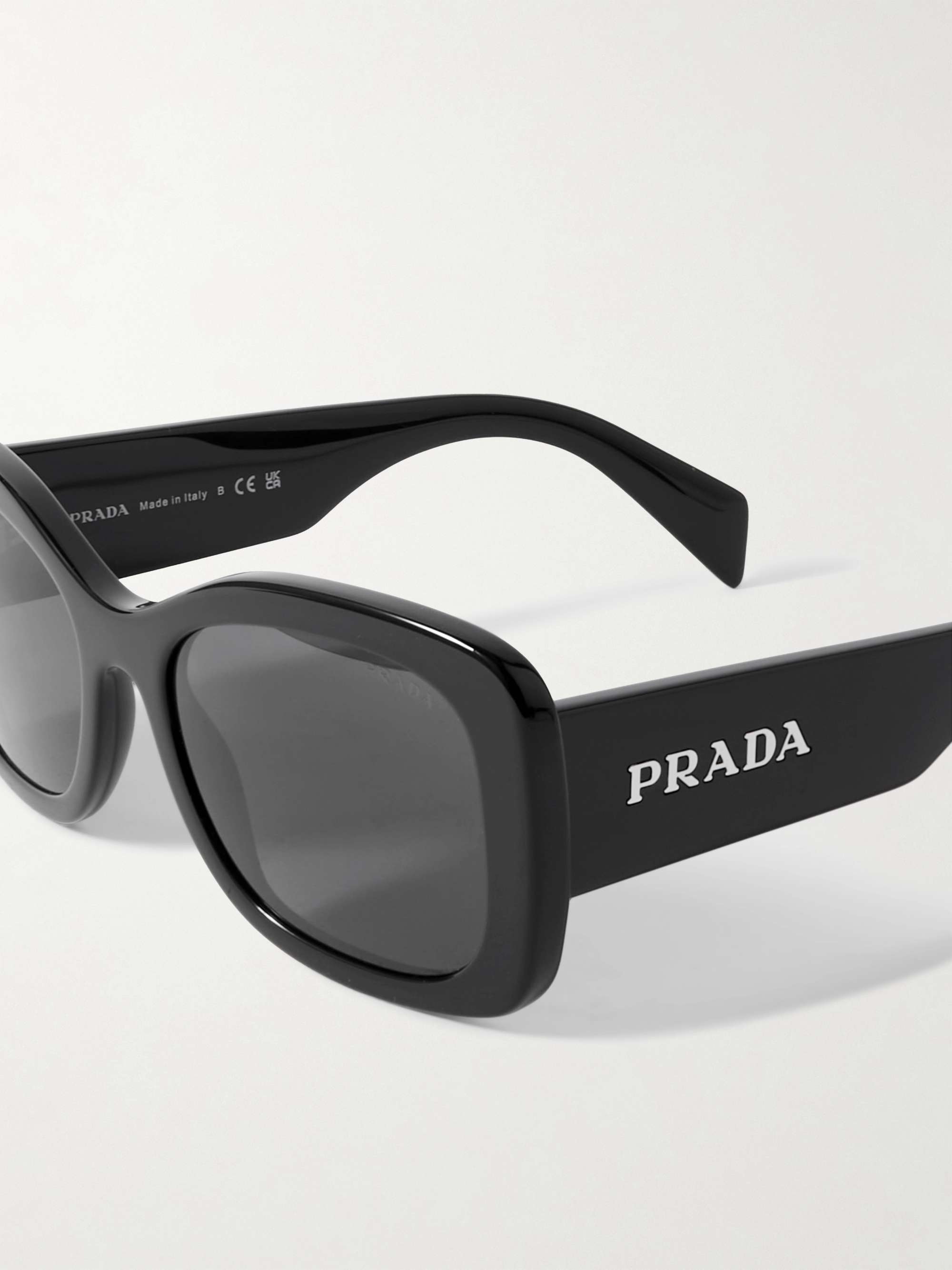 Prada Vintage Oversized Women\'s Black Signature Sunglasses Italy, 62 17 140 Prada Sunglasses, color black, used but excellent... | Depop main image 3