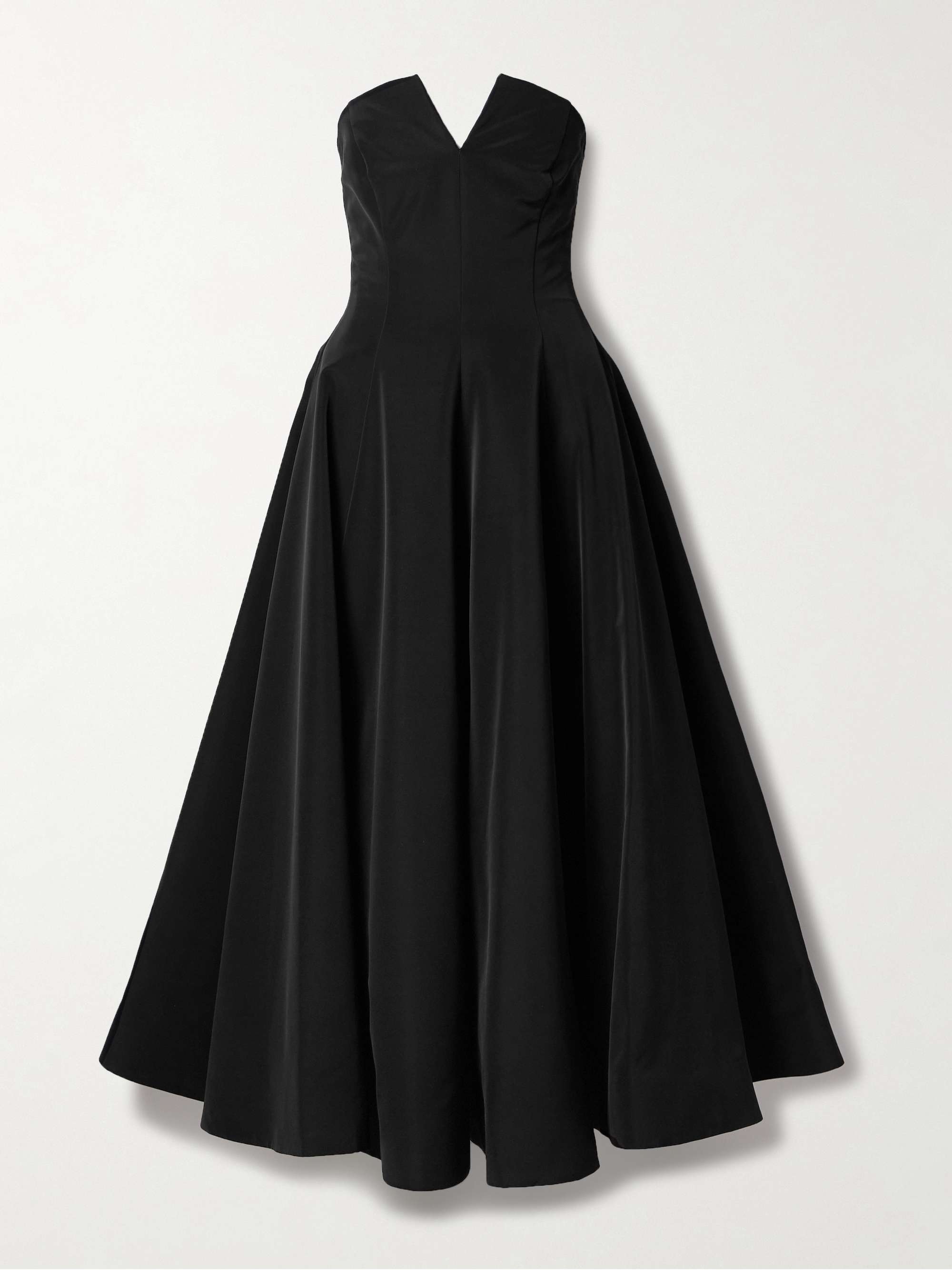 Oscar De La Renta Strapless Cotton-Blend Faille Tea-Length Gown In Black -  50% Off | Editorialist