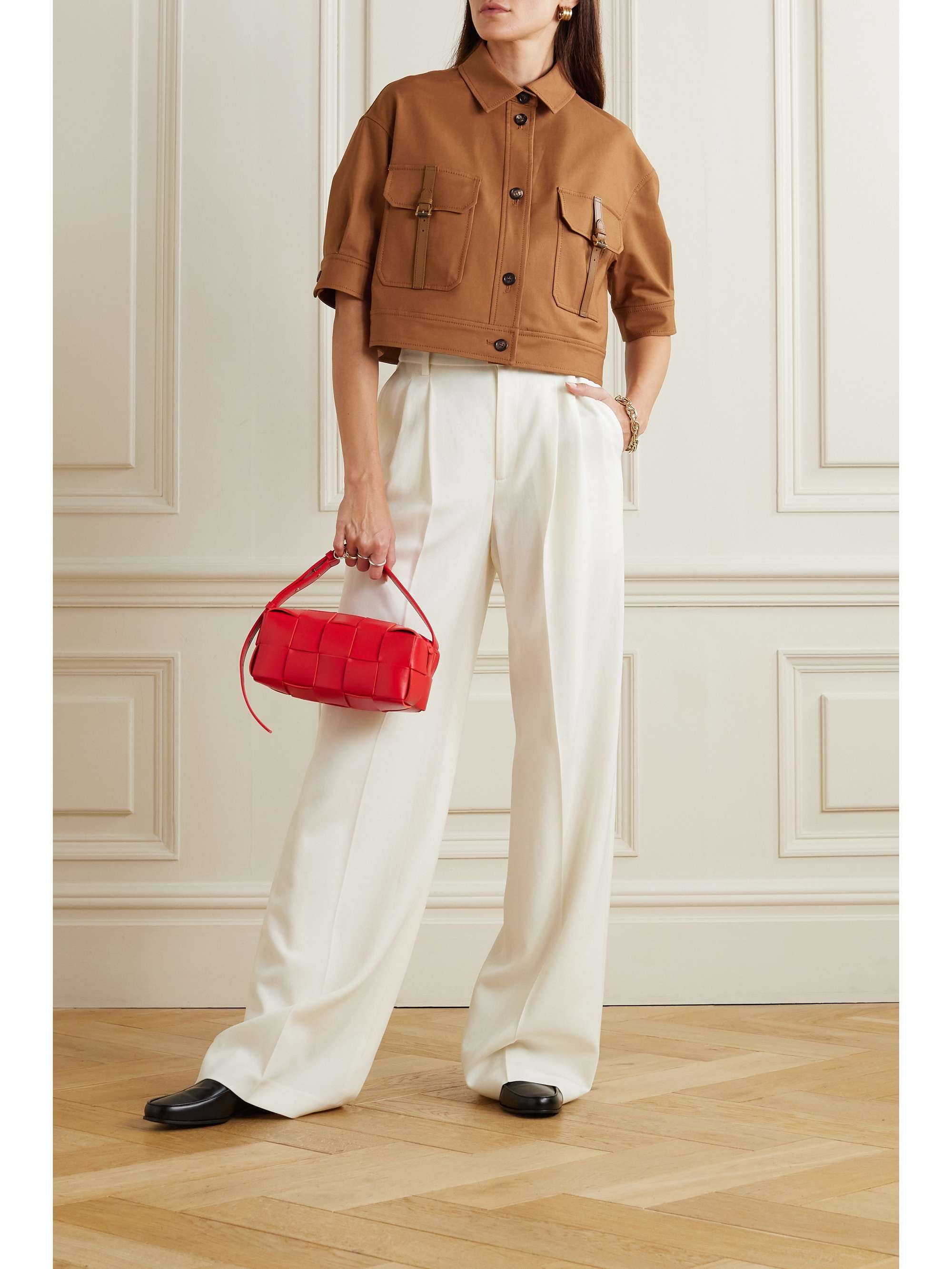 MaxMara Agiateコットンショートジャケット40 Max Mara Agiate Cropped Jacket - Brown - 50% Off | Editorialist