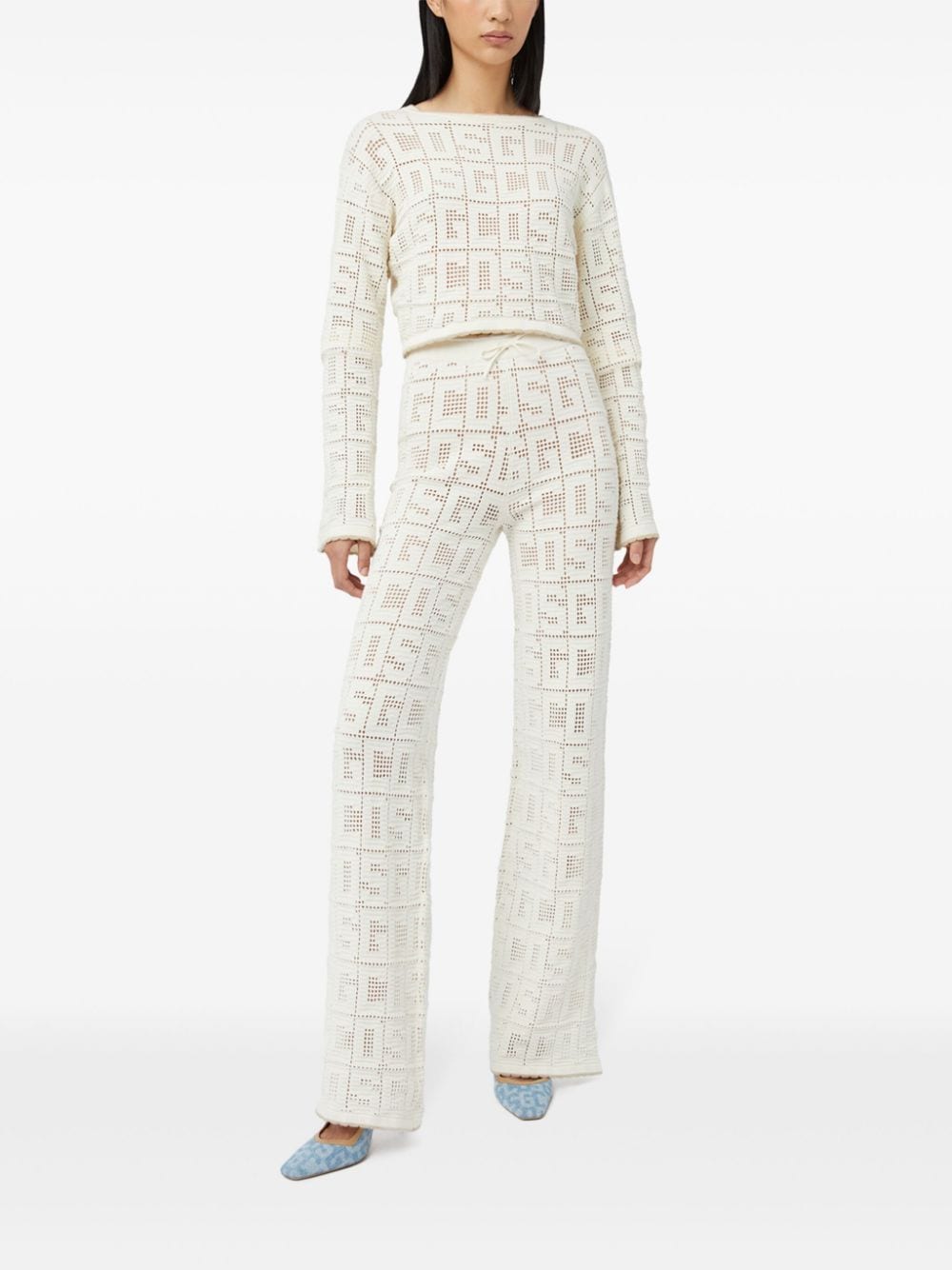 GCDS GCDS Monogram Crochet-Knit Trousers