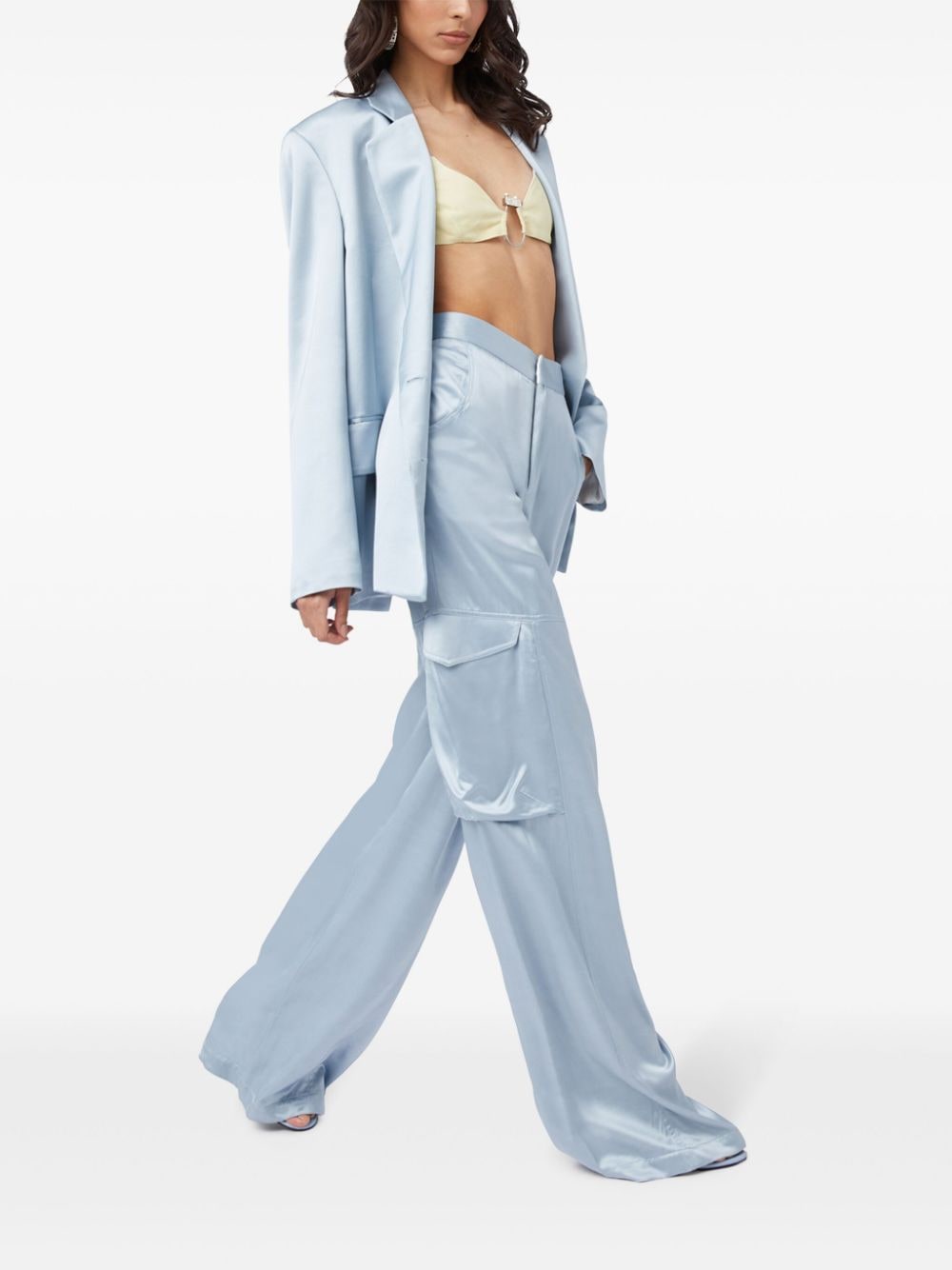 GCDS GCDS High-Waisted Satin Cargo Trousers