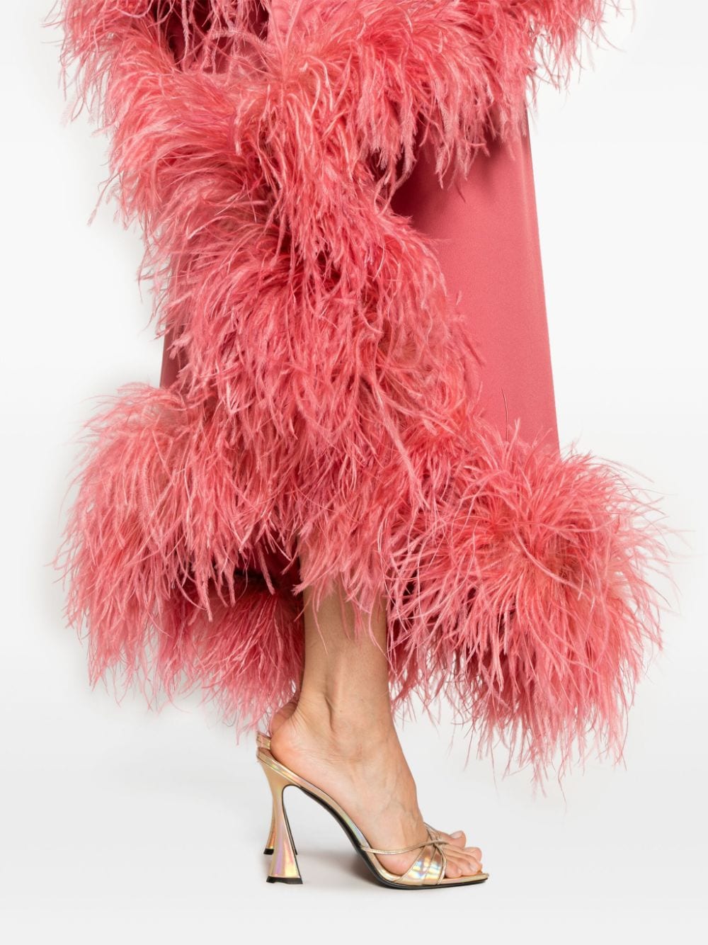 taller marmo pink feather dress Garbo feather-trimmed gown in pink - Taller Marmo