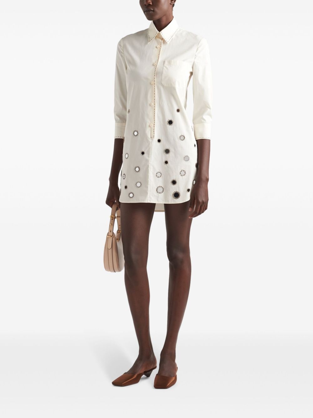 PRADA Appliqué-Detail Cotton Shirtdress