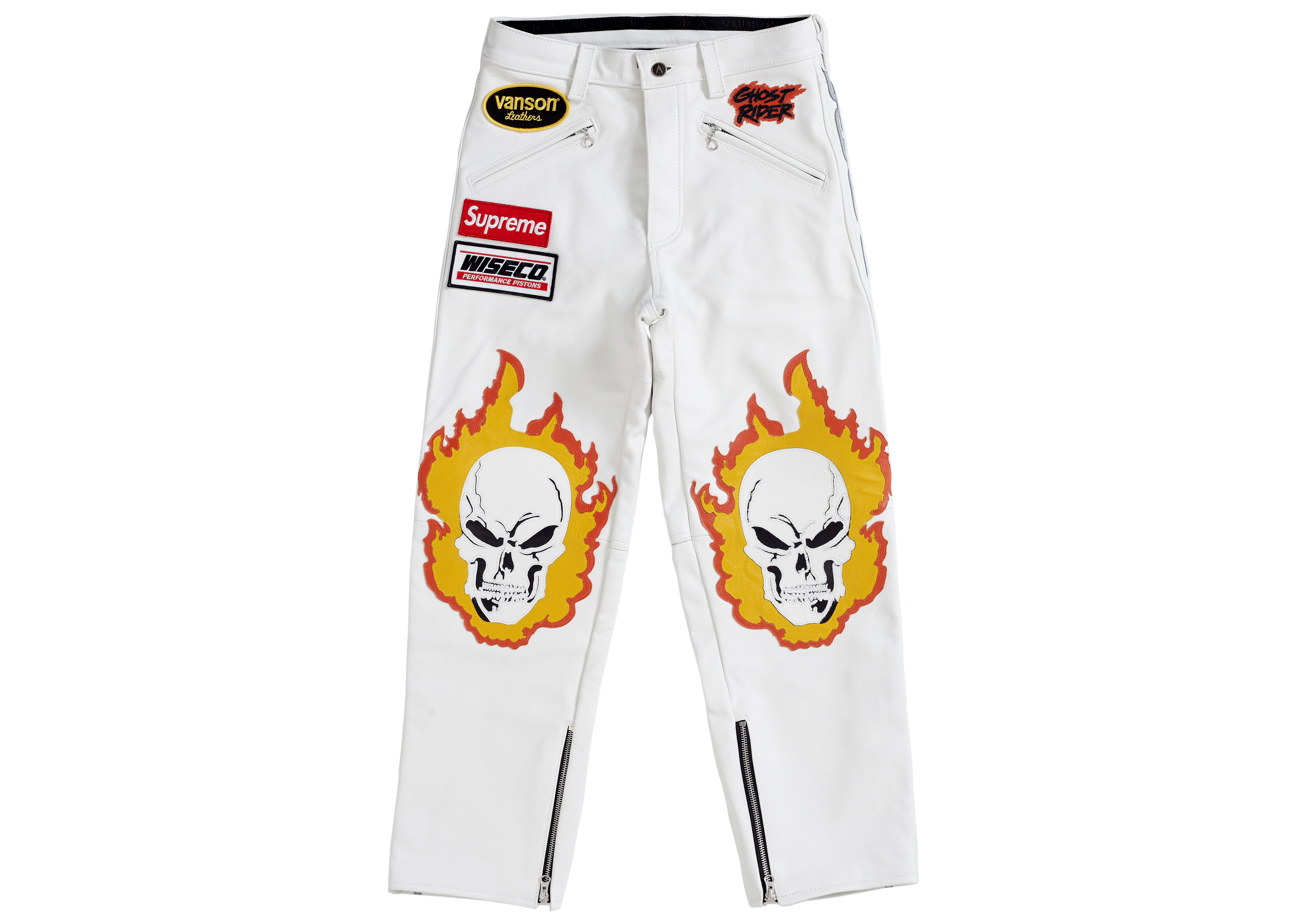 Supreme Vanson Leathers Ghost Rider Pant - White | Editorialist