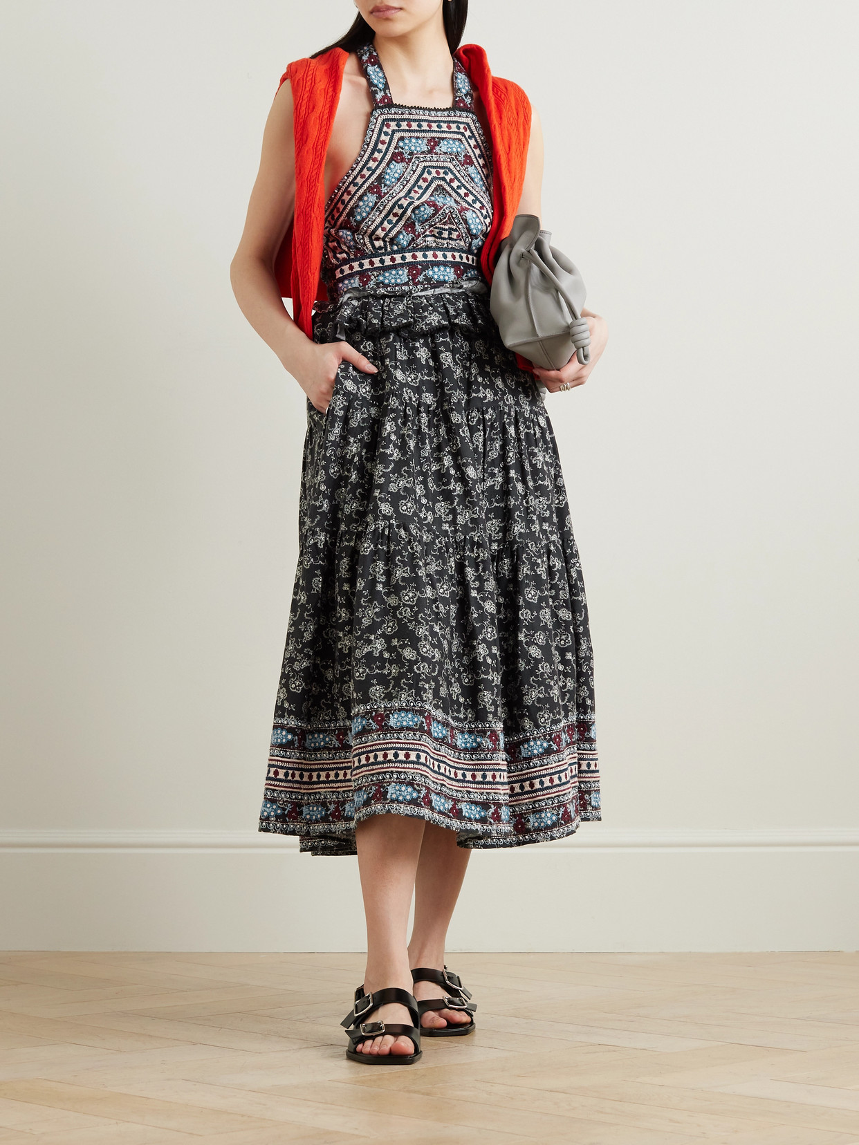 Sea Everly Ruffled Embroidered Halterneck Midi Dress In Black - 70% Off |  Editorialist