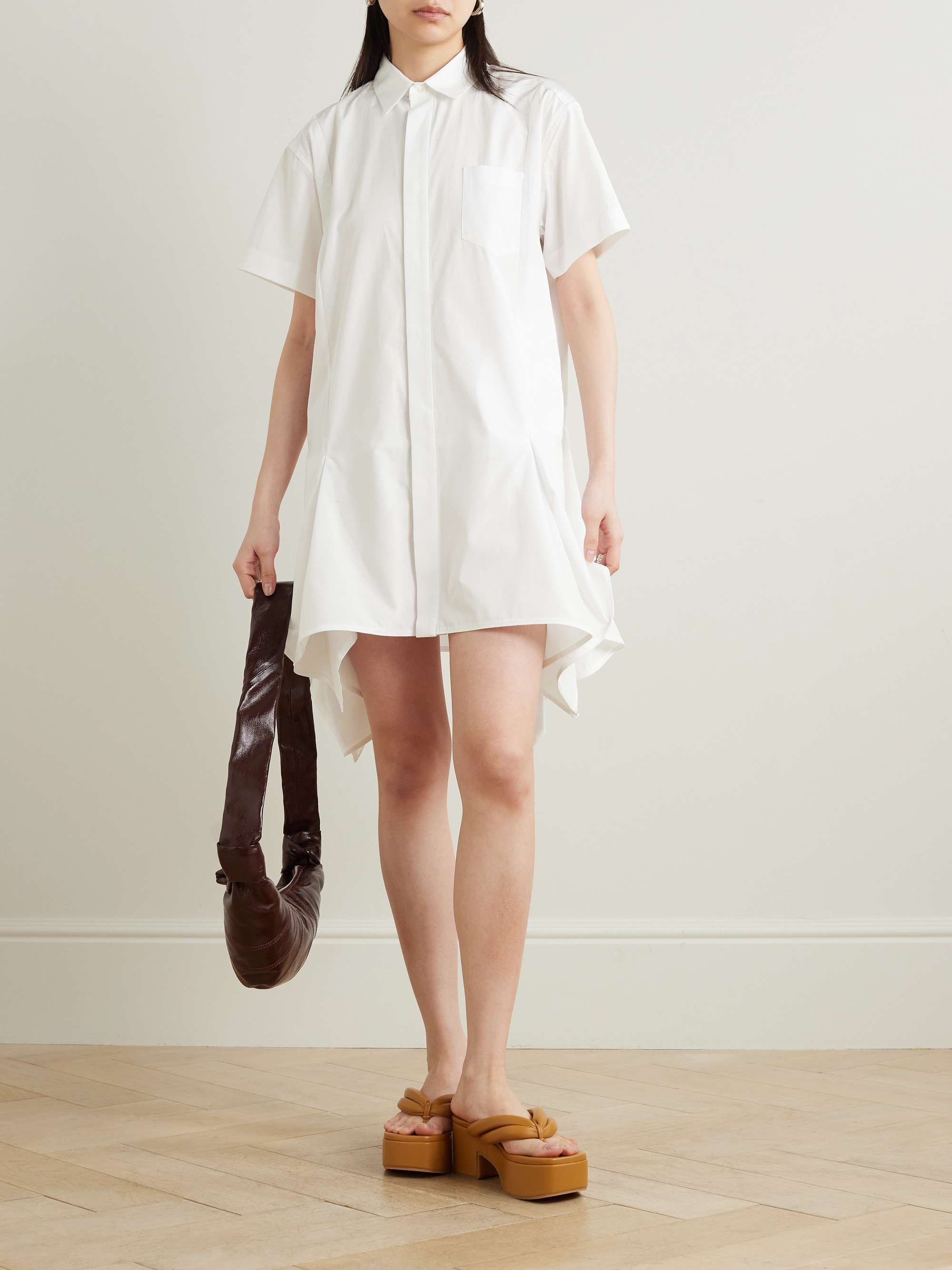 sacai shirt dress Sacai - Sacai Cotton Jersey Nylon Twill Dress in Black 4 / L