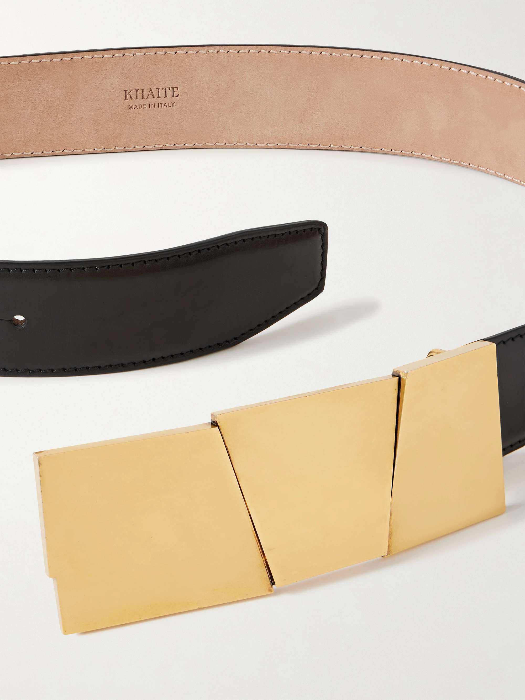KHAITE Axel Black Belt with Gold Accents Pre-Owned: Khaite Black Leather and Gold Hardware Belt main image 4