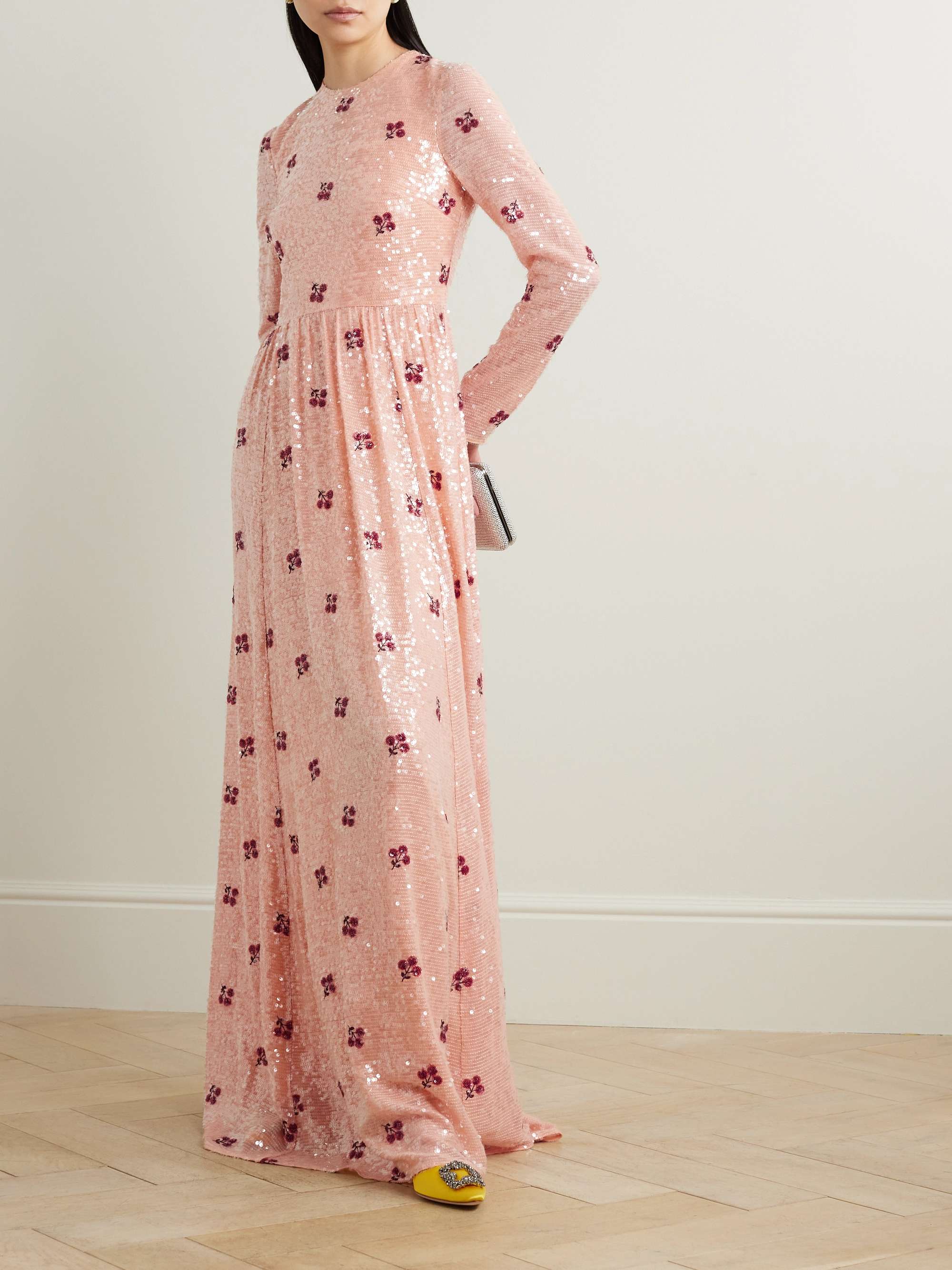 Erdem Gathered Sequined Gown In Pink - 60% Off | Editorialist