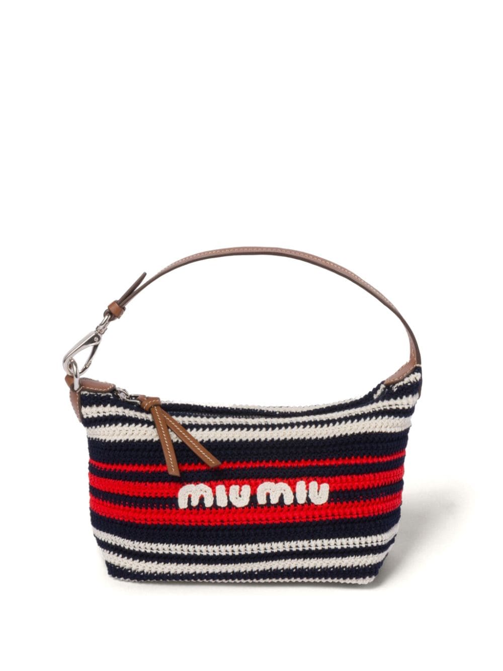 Miu Miu Striped Crochet-Knit Mini Bag - Blue | Editorialist