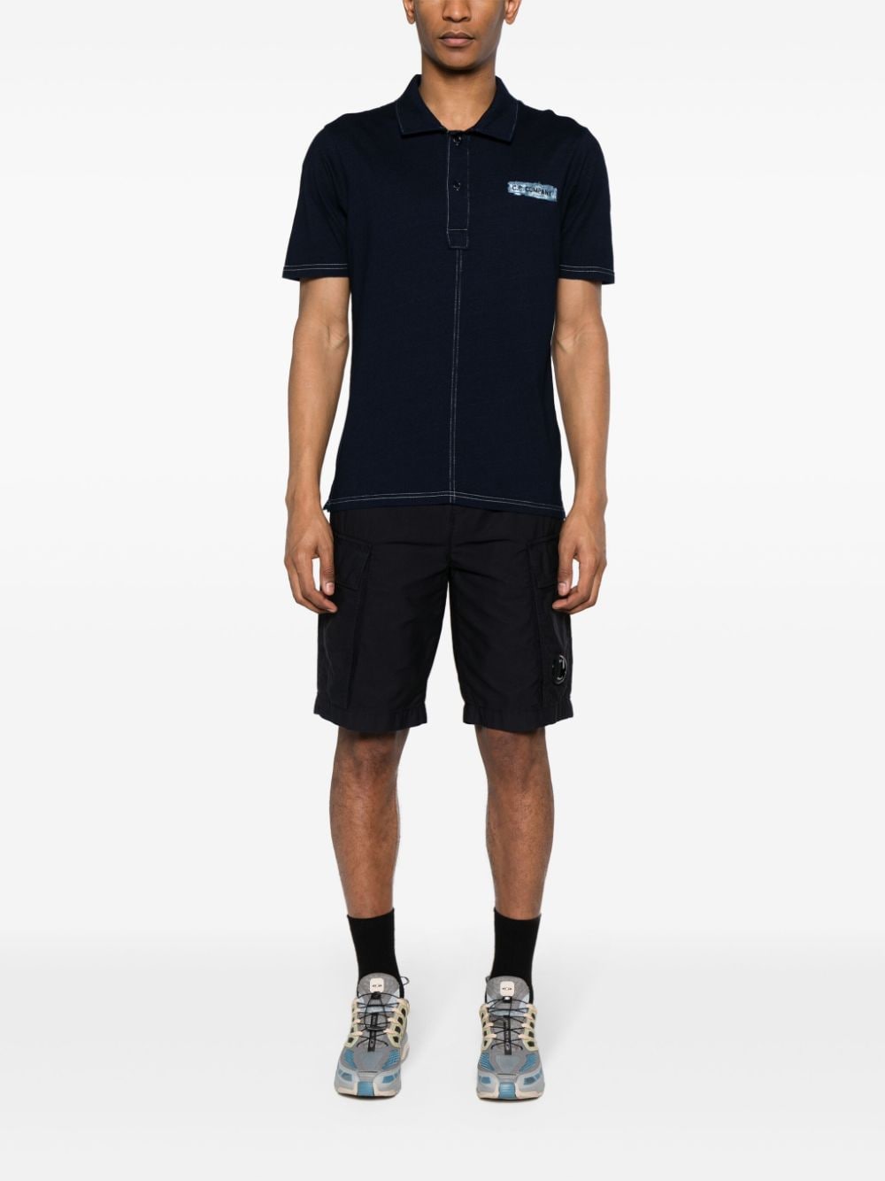 C.P. COMPANY logo-embroidered cotton polo shirt