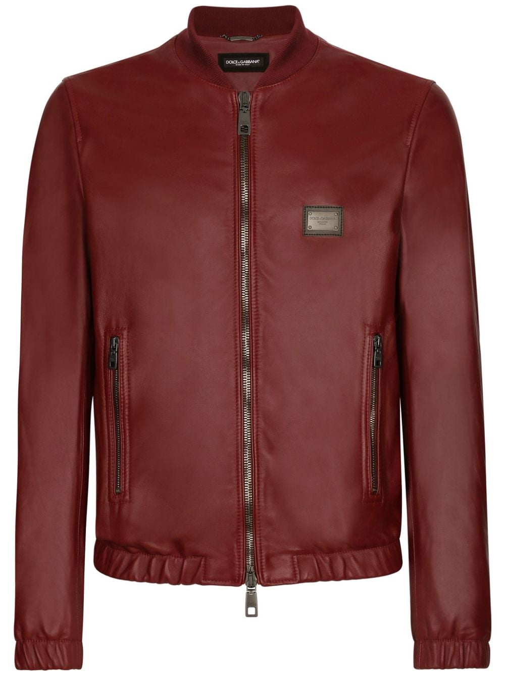 Dolce & Gabbana Multi-Pocket Leather Jacket - Bordeaux | Editorialist