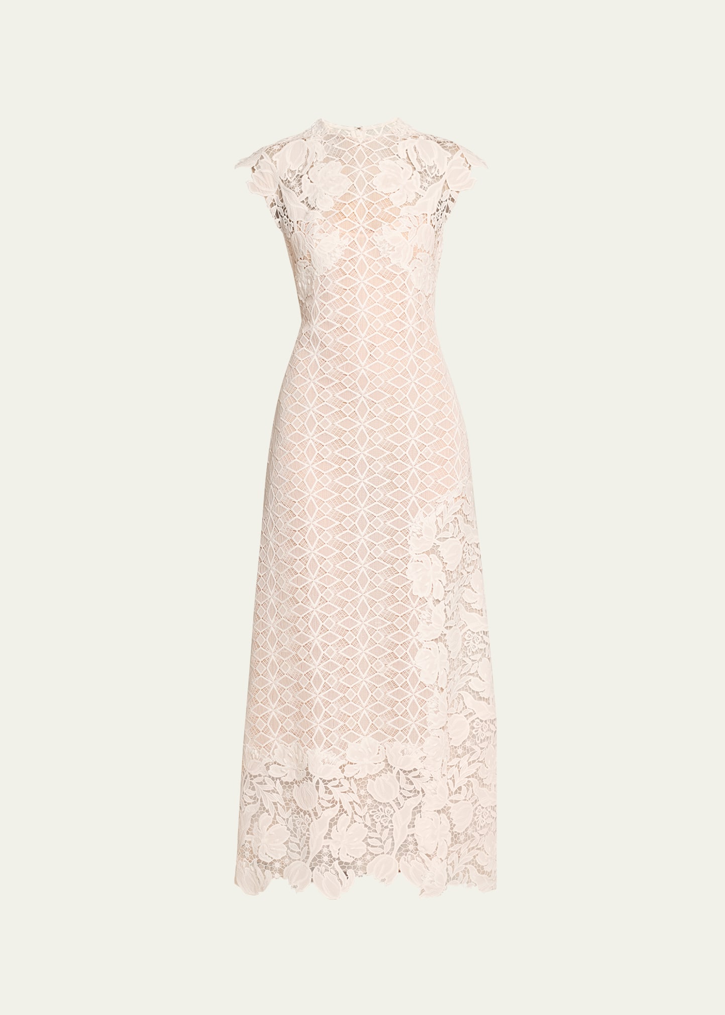 Lela Rose Floral Lace Pencil Dress - Cream | Editorialist