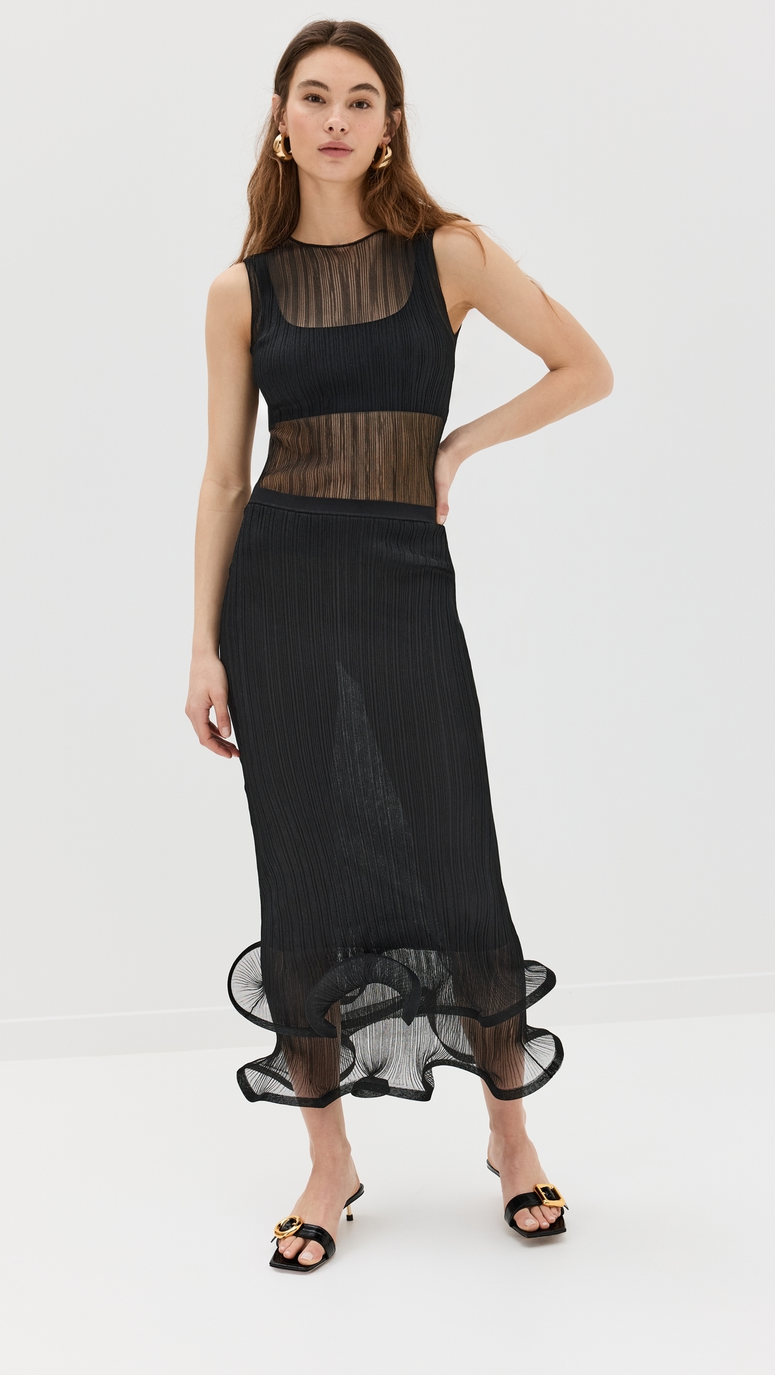 SIMKHAI SIMKHAI Kelso Plissé Mesh Skirt