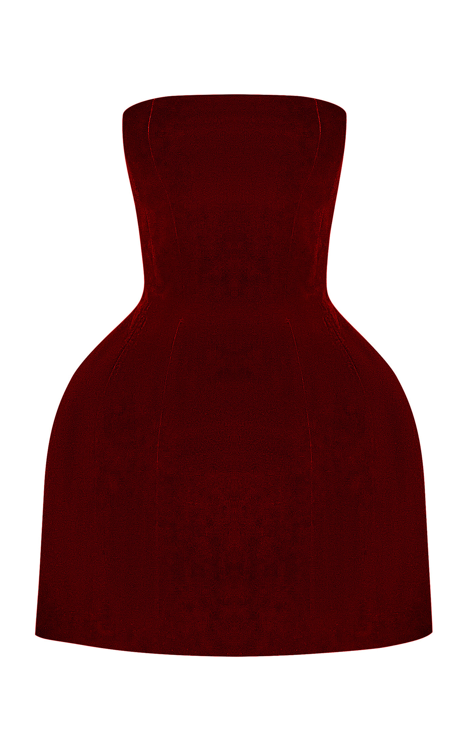 Rasario Sculpted Velvet Mini Dress - Burgundy