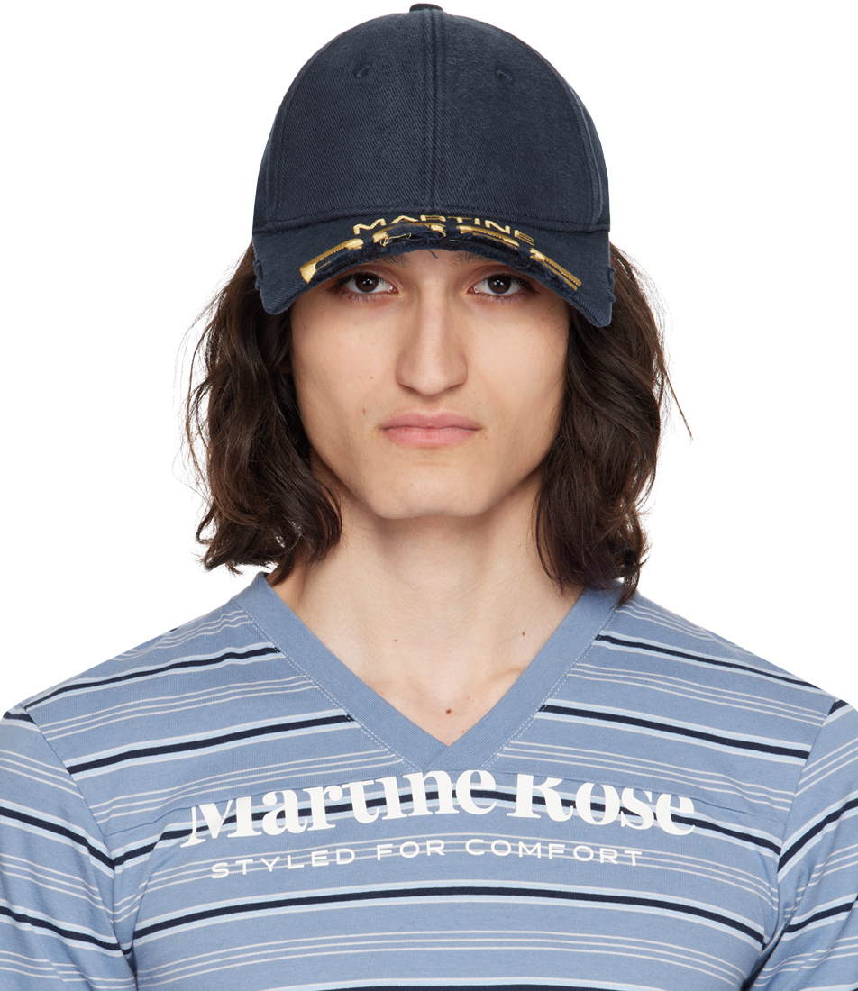Martine Rose Cut Peak Cap In Navy - 21% Off | Editorialist