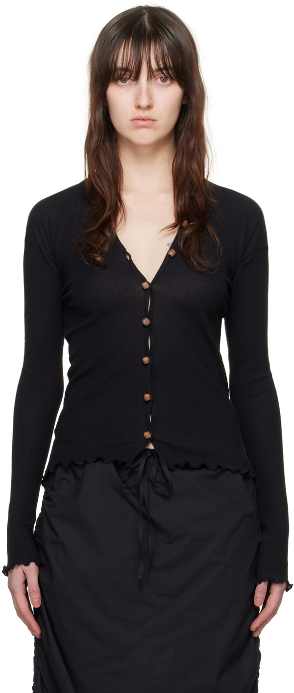 Baserange Tav Cardigan In Black - 44% Off | Editorialist