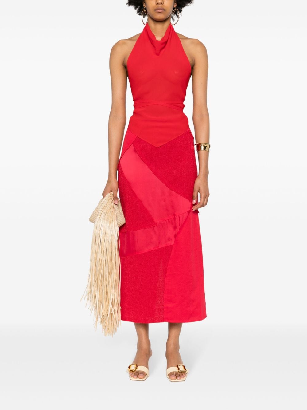CULT GAIA Cult Gaia Patchwork Midi Skirt
