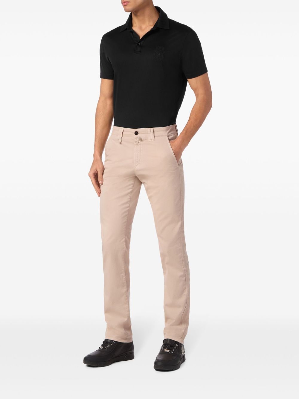 BILLIONAIRE logo-embroidered denim chino trousers