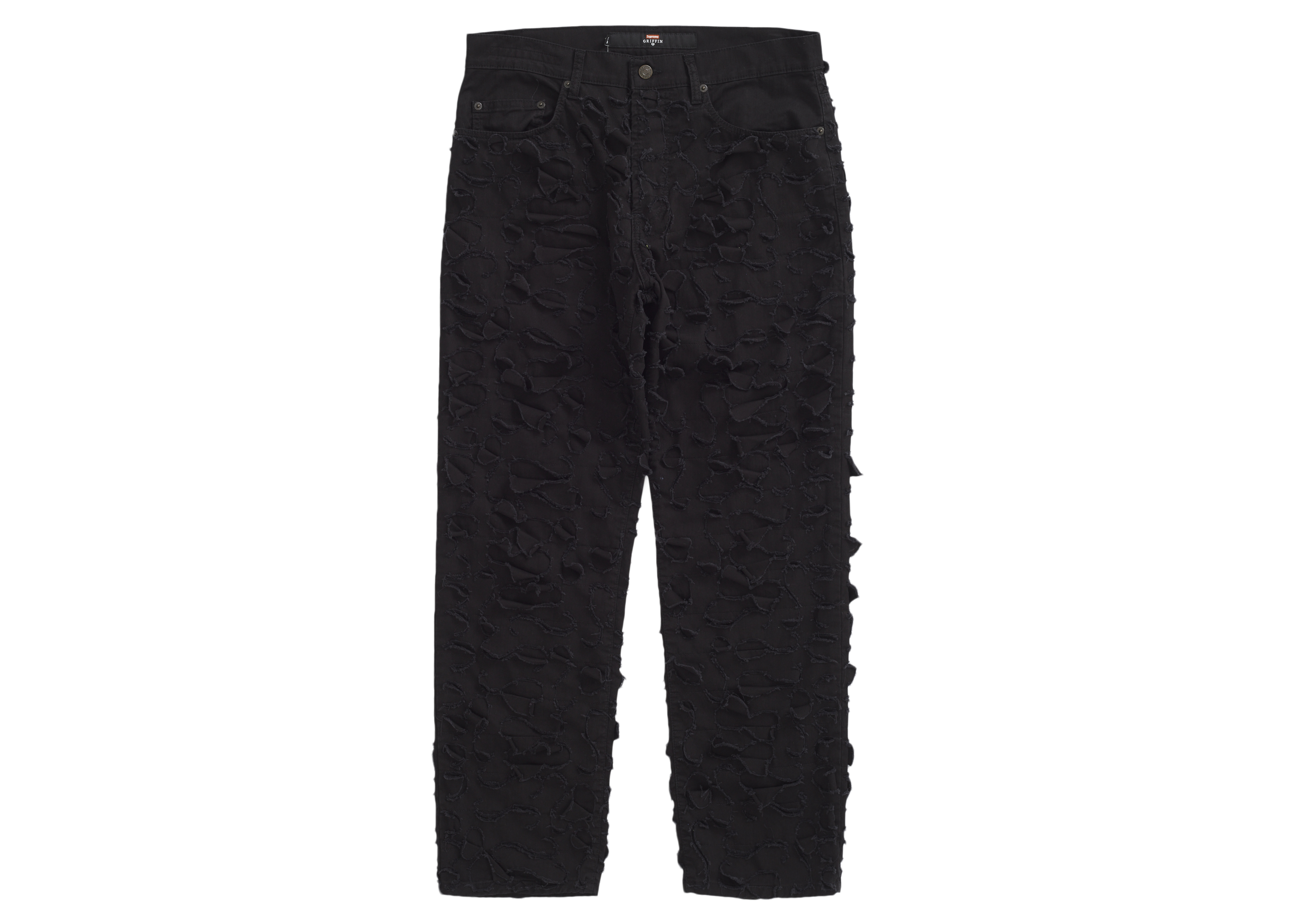 Supreme Leather 5-Pocket Baggy Jeans In Black | Editorialist
