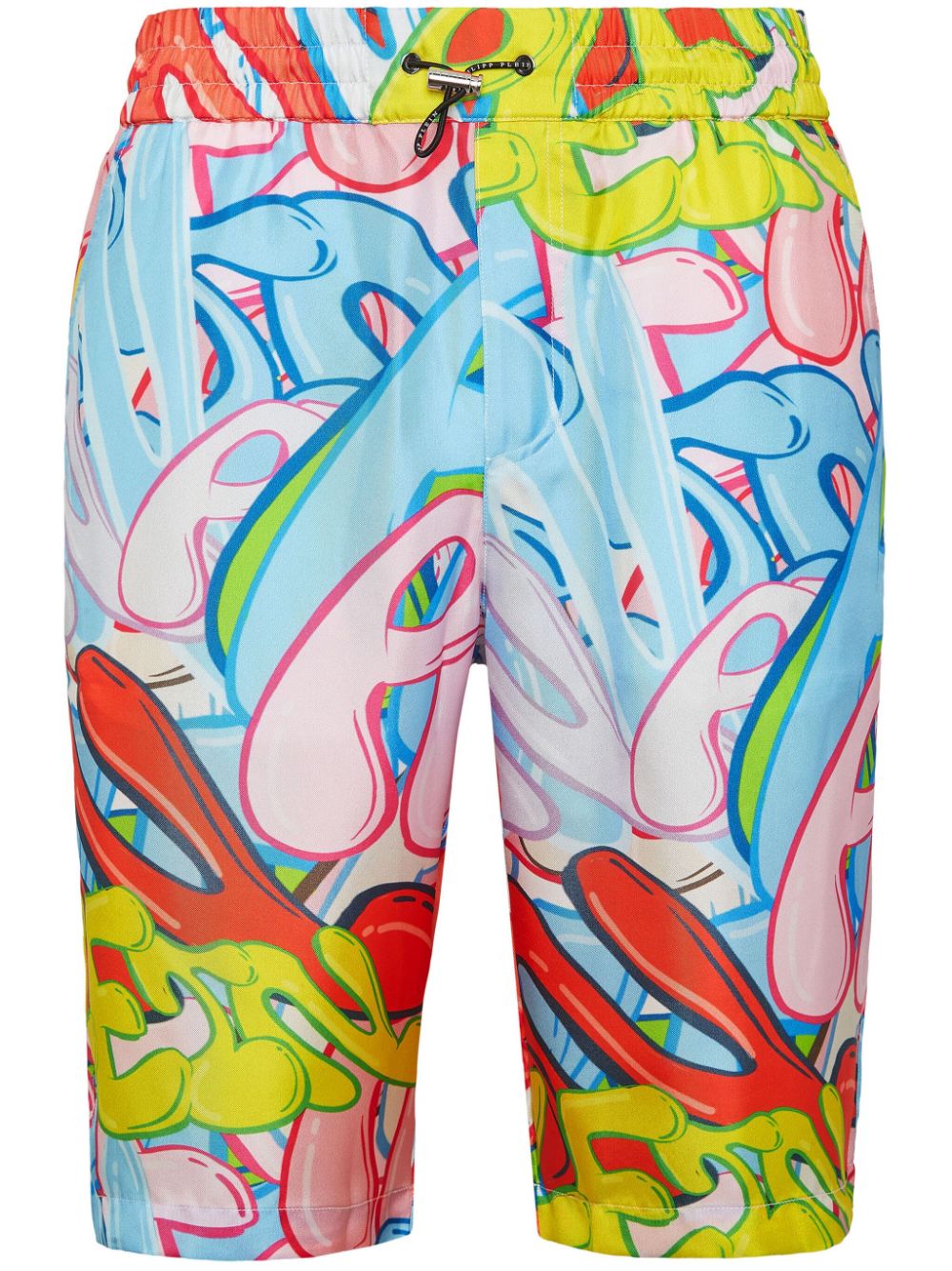 PHILIPP PLEIN Philipp Plein Bombing Graffiti Silk Bermuda Shorts