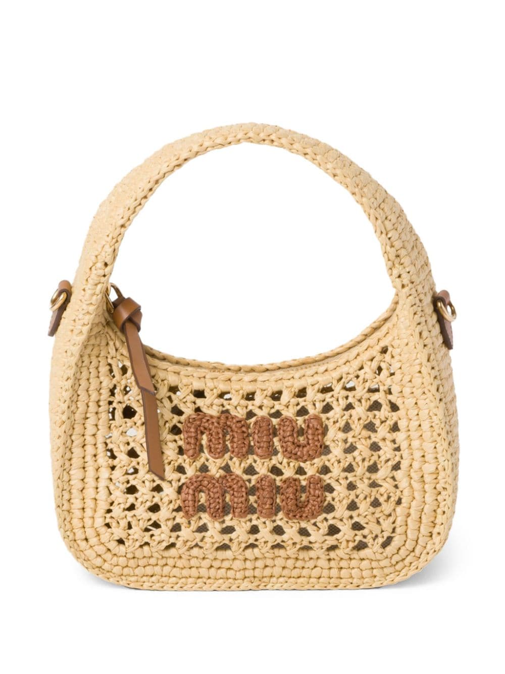 Miu Miu Wander Crochet-Knit Shoulder Bag - Neutrals | Editorialist