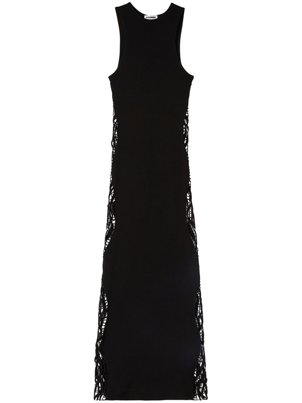 Jil Sander Lace-Panel Long Sleeveless Dress - Black | Editorialist