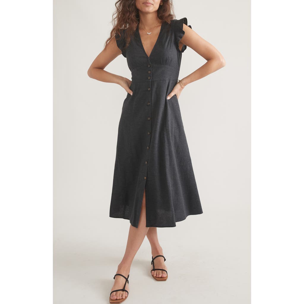 MARINE LAYER Marine Layer camila button front midi dress