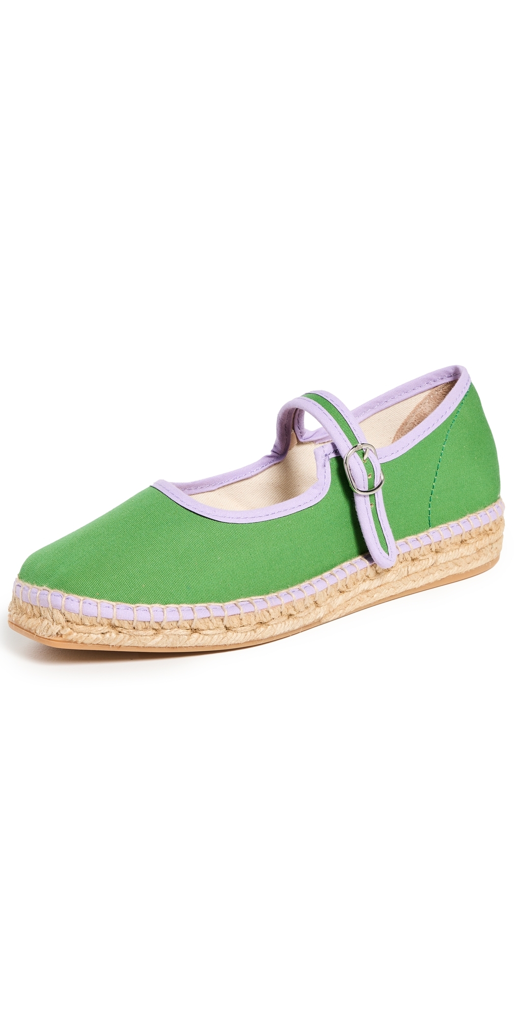 Naguisa Peonia Mary Jane Espadrilles In Green/Lilac 70% Off