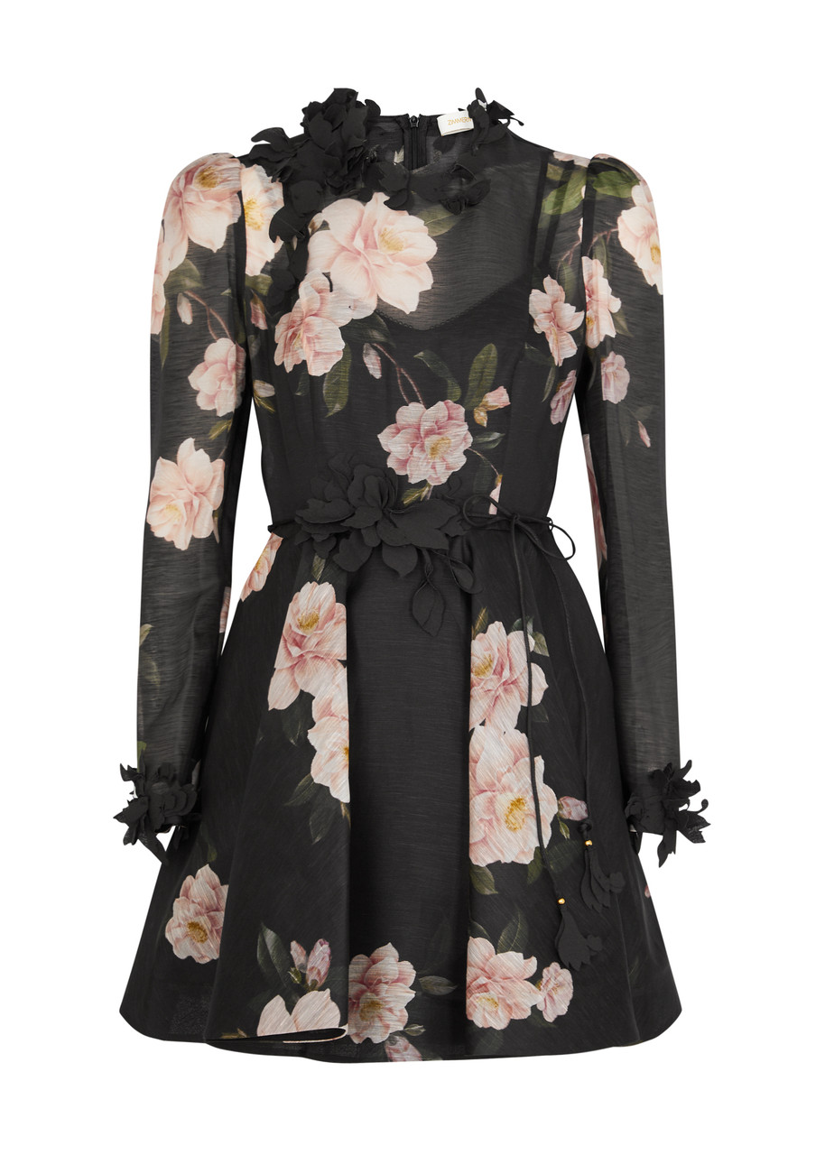 black zimmermann dress Luna Ruffle Corset Mini Crinoline in skirt Zimmermann Natura Floral-Print Organza Mini