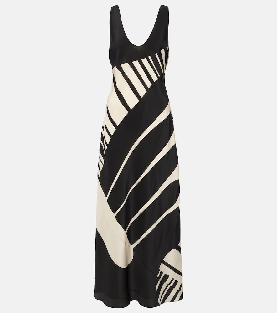 Buy SIR. Arte Printed Silk Maxi Dress - Black At 30% Off | Editorialist