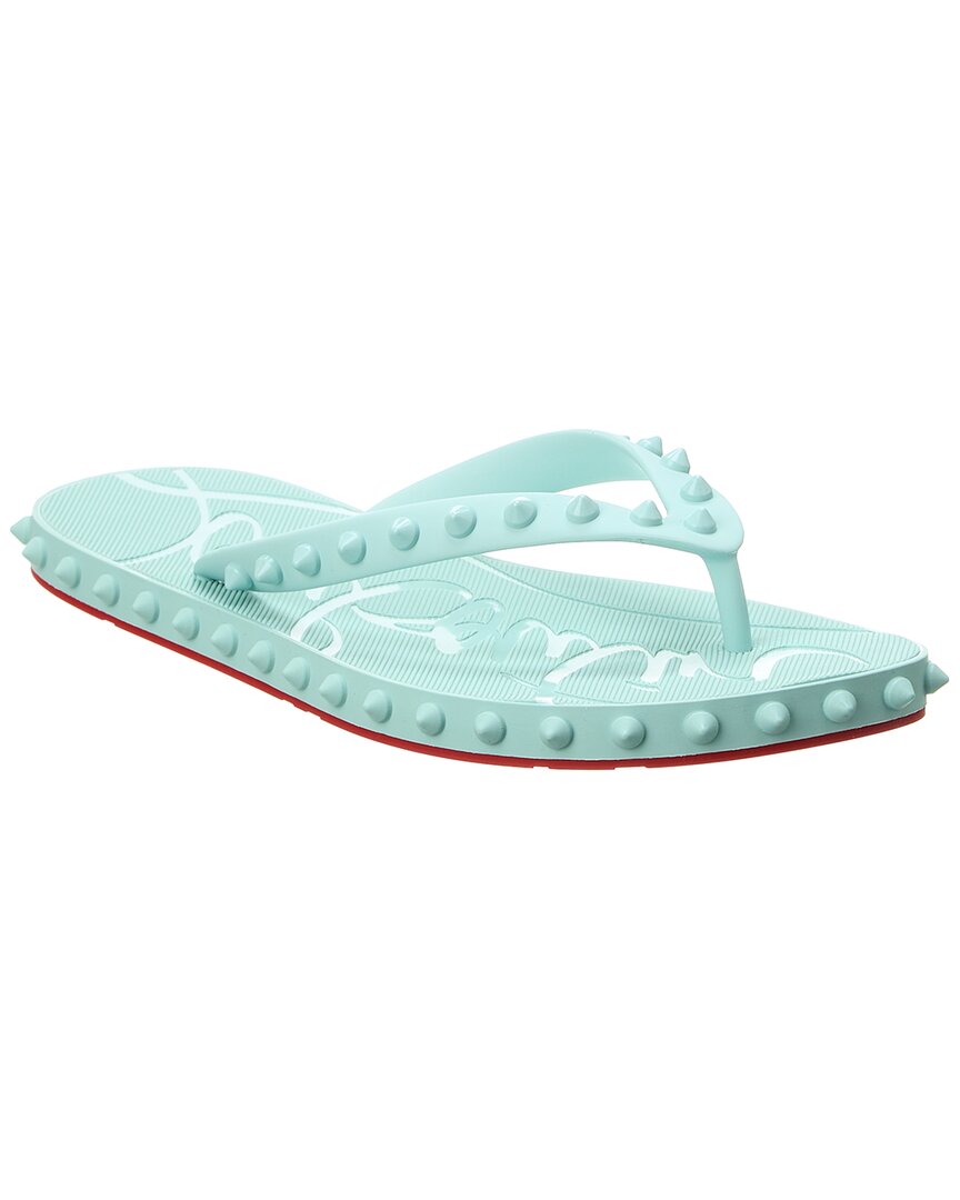 Christian Louboutin Blue Studded Rubber Flip Flop Sandals Christian Louboutin Loubi Donna Spike Studded Blue Flip  main image 4