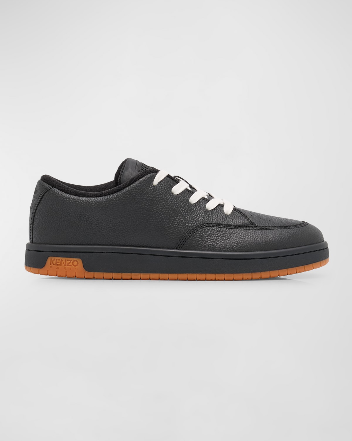 Kenzo Dome Grained Leather Low-Top Sneakers - Black | Editorialist