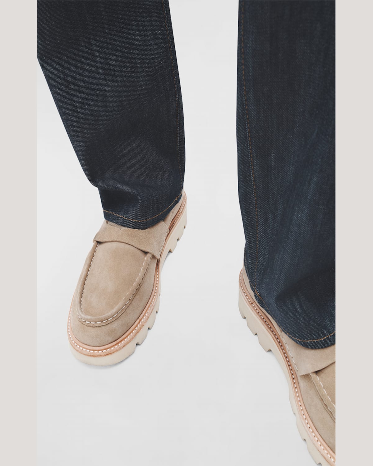 NWB RAG & BONE Men’s Platform Penny Loafers Nougat Suede Size:44 Rag & Bone Lexi Suede Penny Loafers | Neiman Marcus main image 2