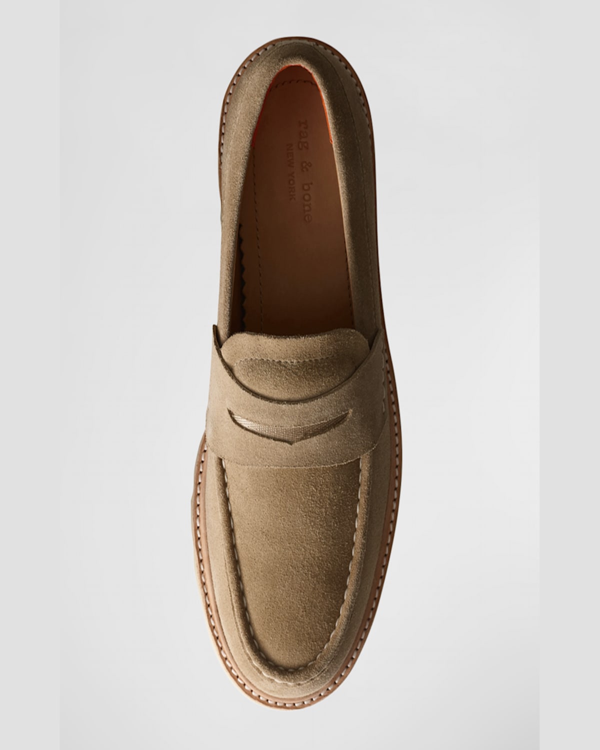 NWB RAG & BONE Men’s Platform Penny Loafers Nougat Suede Size:44 Rag & Bone Lexi Suede Penny Loafers | Neiman Marcus main image 4