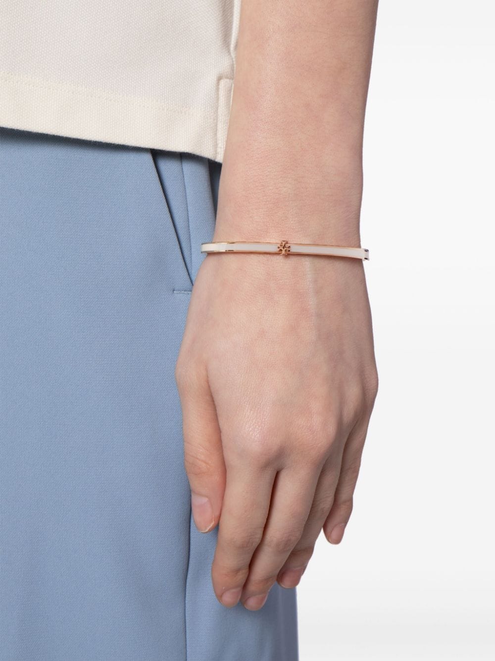 Tory Burch Kira Enamel Cuff Bracelet in a gold-plated finish with orange enamel 20005799?w=400 main image 3
