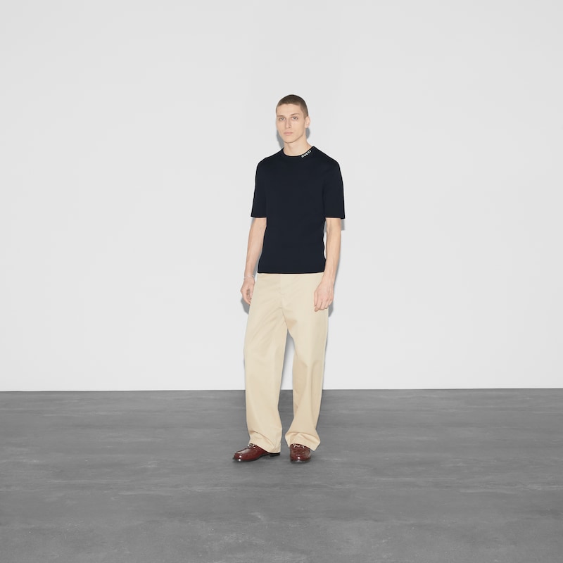GUCCI silk cotton t-shirt with intarsia