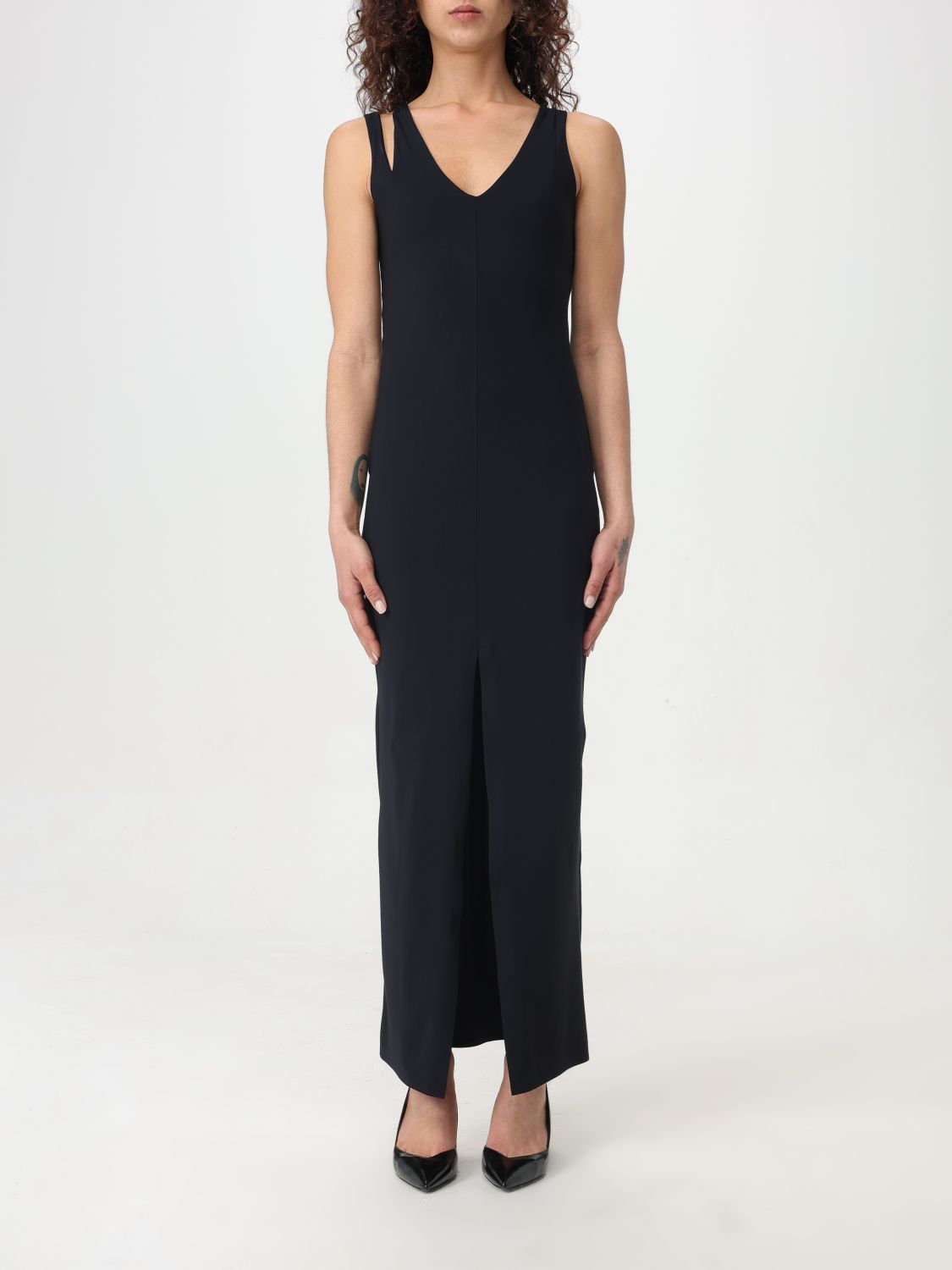 PATRIZIA PEPE Patrizia Pepe Sleeveless Maxi Dress with V-Neck and Slit