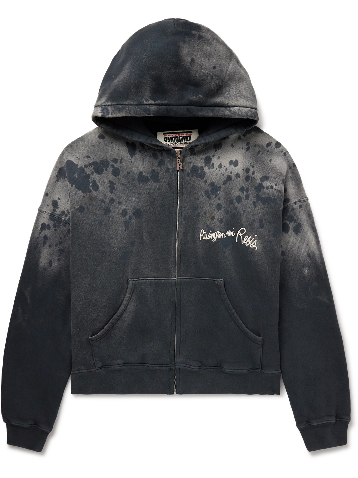 Rrr123 Gym Bag Logo-Embroidered Paint-Splattered Cotton-Jersey Zip
