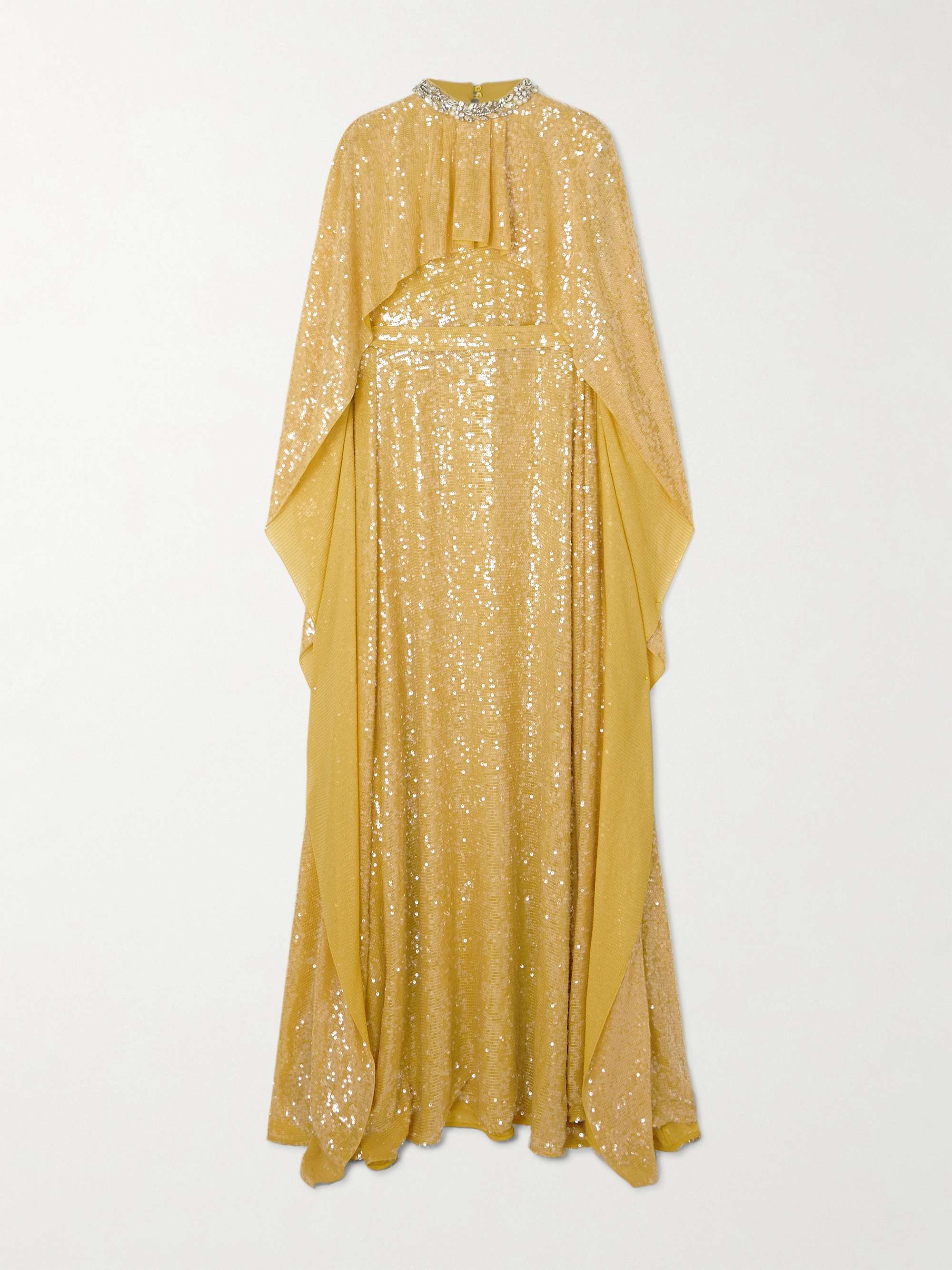erdem gold dress Buy Cape-effect Crystal-embellished Sequined Gown - At 71% Off straps: spaghetti straps