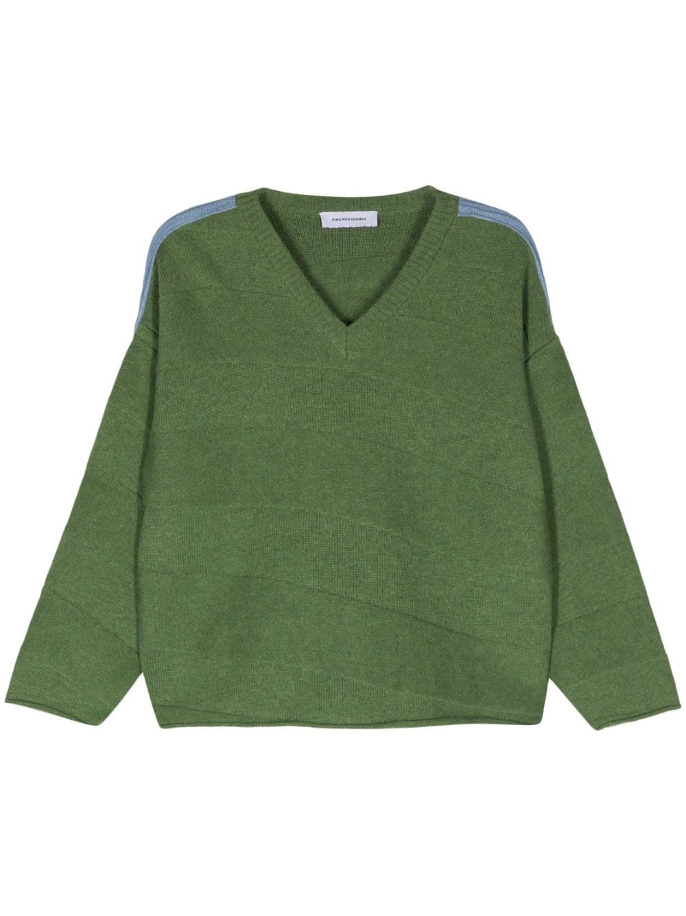Kiko Kostadinov Delian V-Neck Jumper In Green - 55% Off | Editorialist