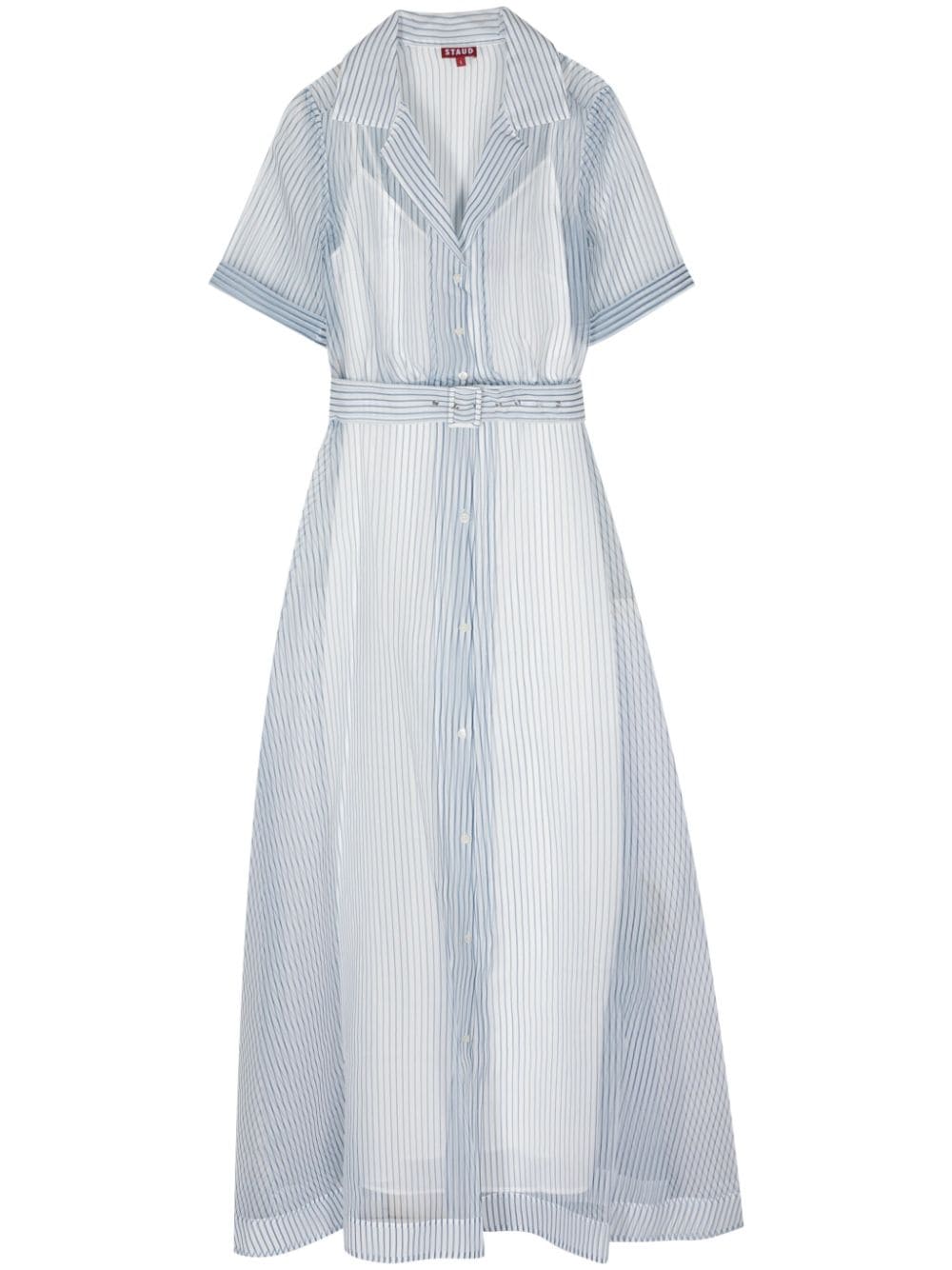 staud millie dress navy organza STAUD Millie Organza Shirt Dress