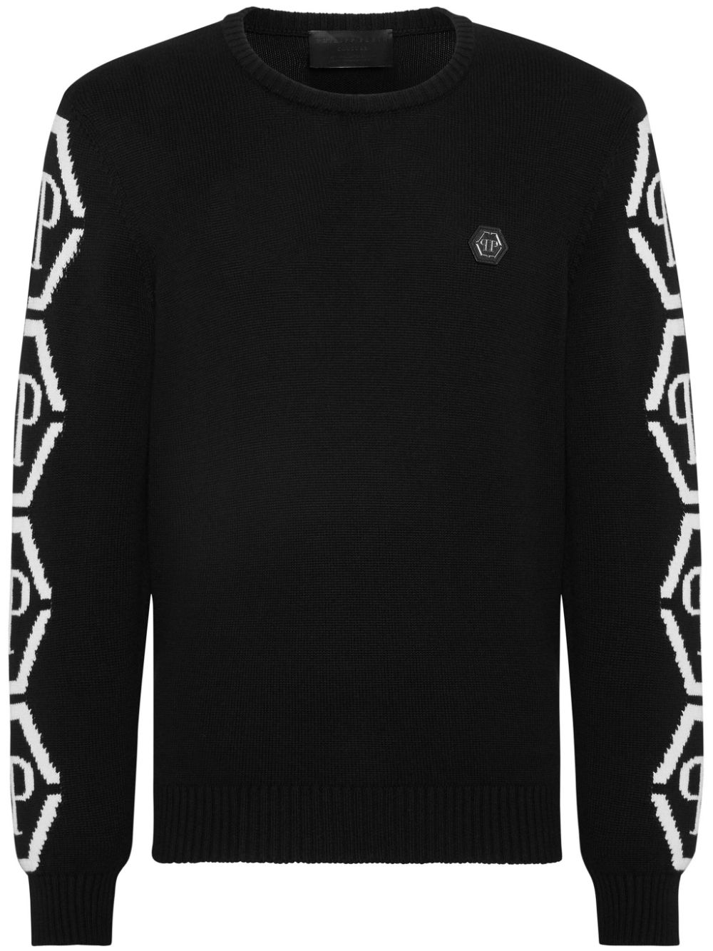 Philipp Plein Logo Patch Merino Wool Jumper Blue 40% Off