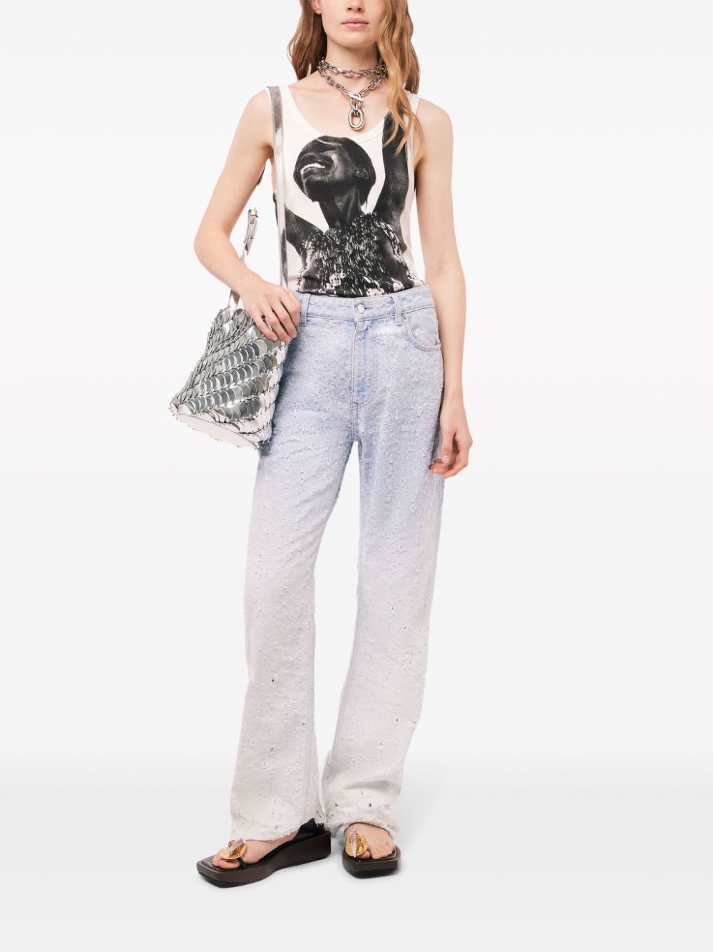 PACO RABANNE Rabanne Distressed Ombré Straight-Leg Jeans