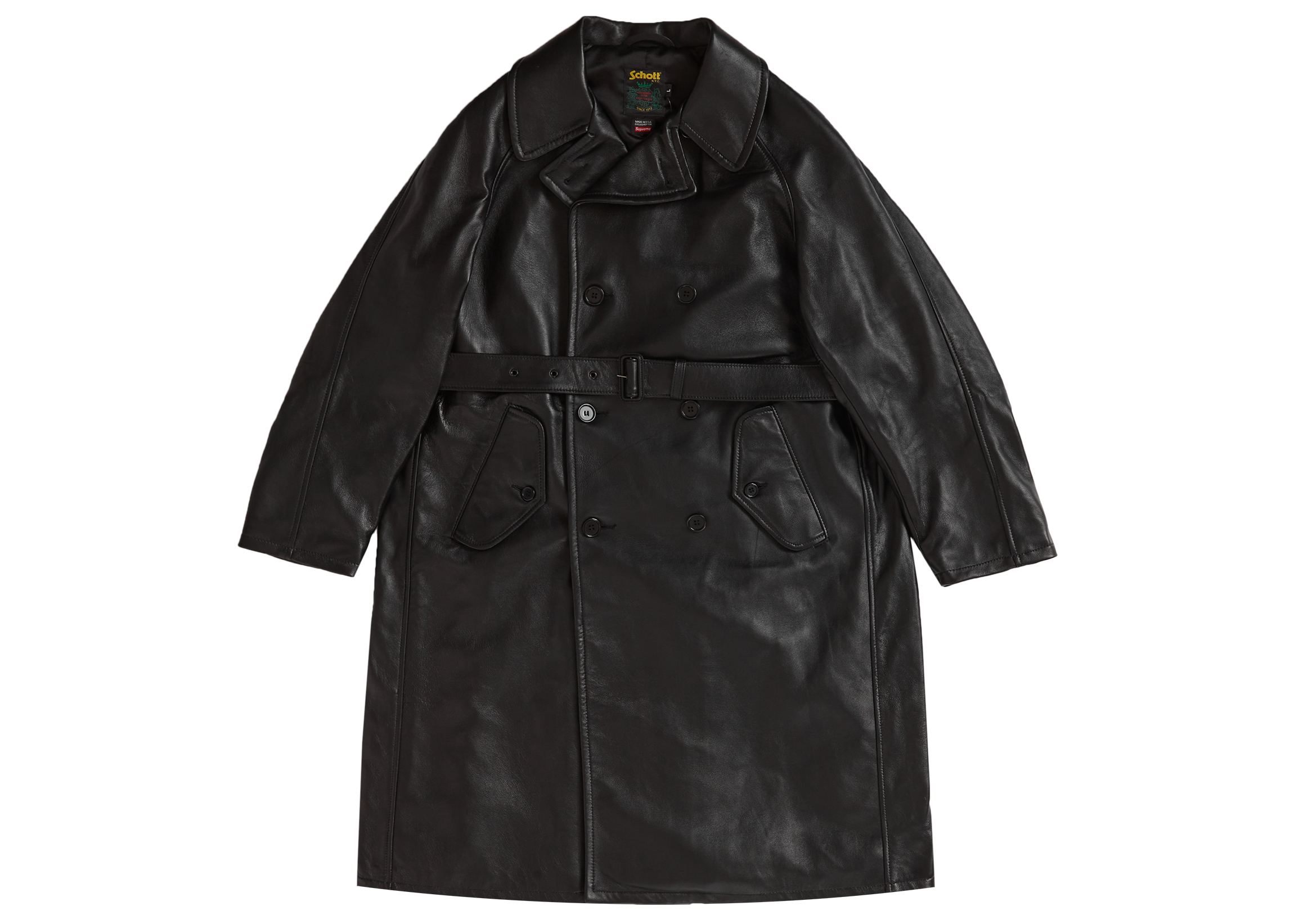 Supreme Schott Leather Trench Coat Sサイズ Supreme Schott Leather Trench Coat - Black | Editorialist