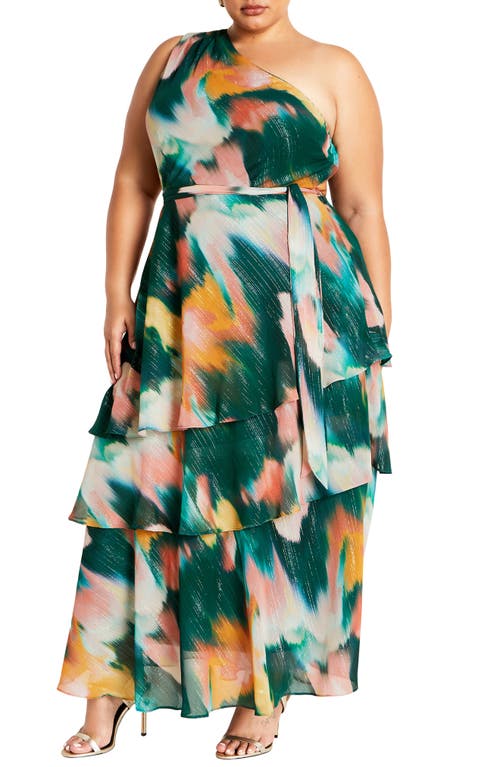 CITY CHIC City Chic One-Shoulder Tiered Maxi Dress