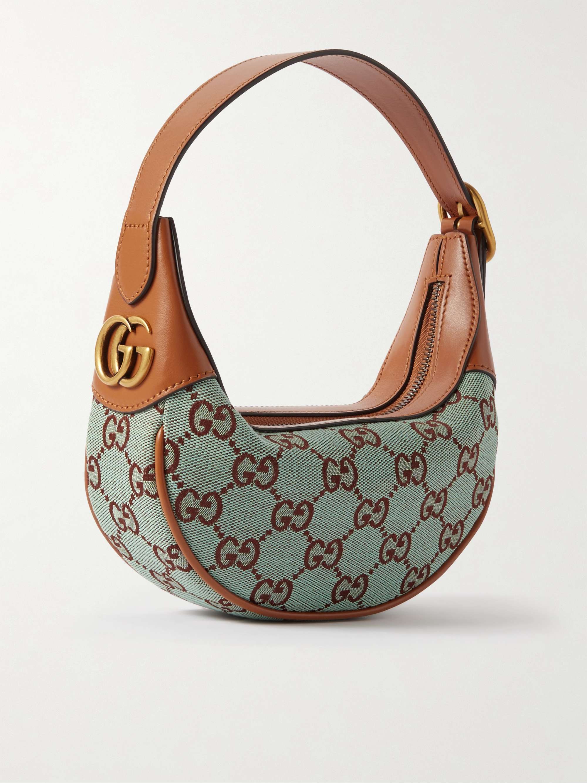 Gucci Ophidia Mini Leather-Trimmed Printed Canvas-Jacquard
