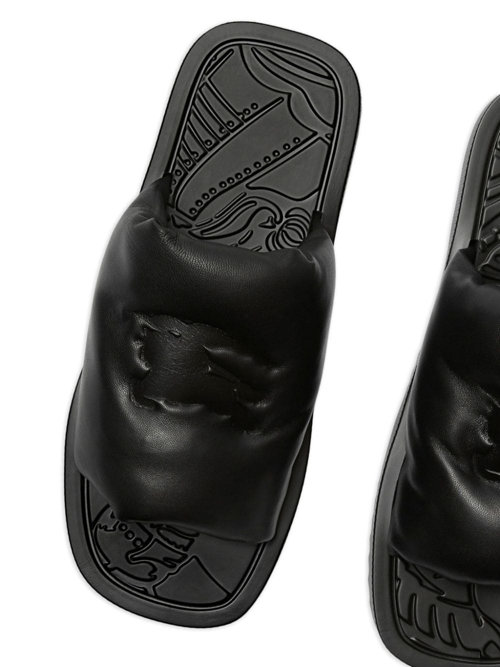 Burberry Equestrian Knight Leather Slides - Black - 50% Off  display picture 3