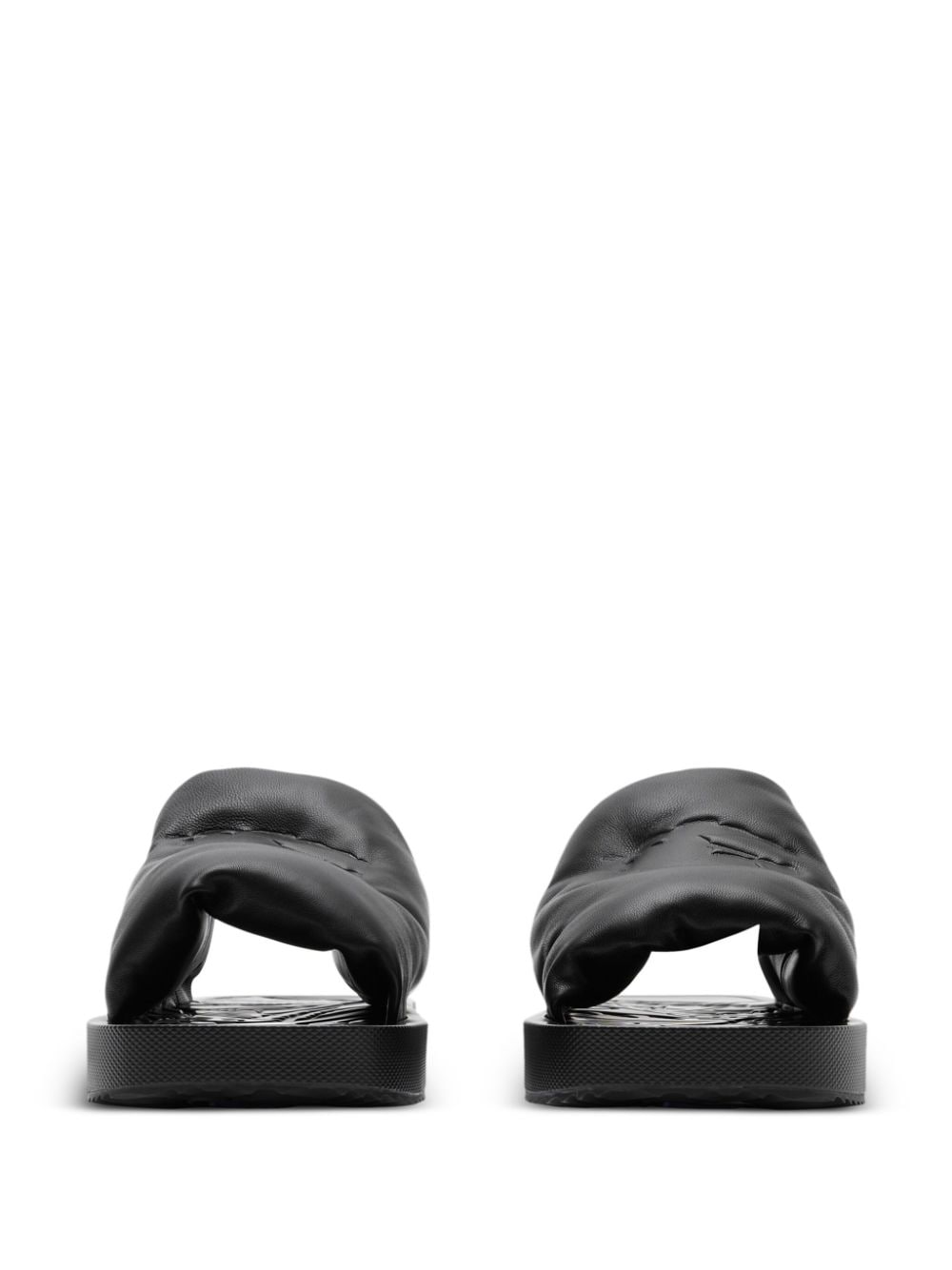 Burberry Equestrian Knight Leather Slides - Black - 50% Off  display picture 2