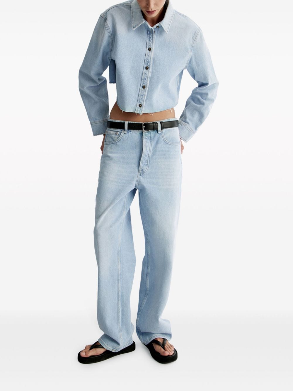12 STOREEZ Cropped Organic-Cotton Denim Shirt